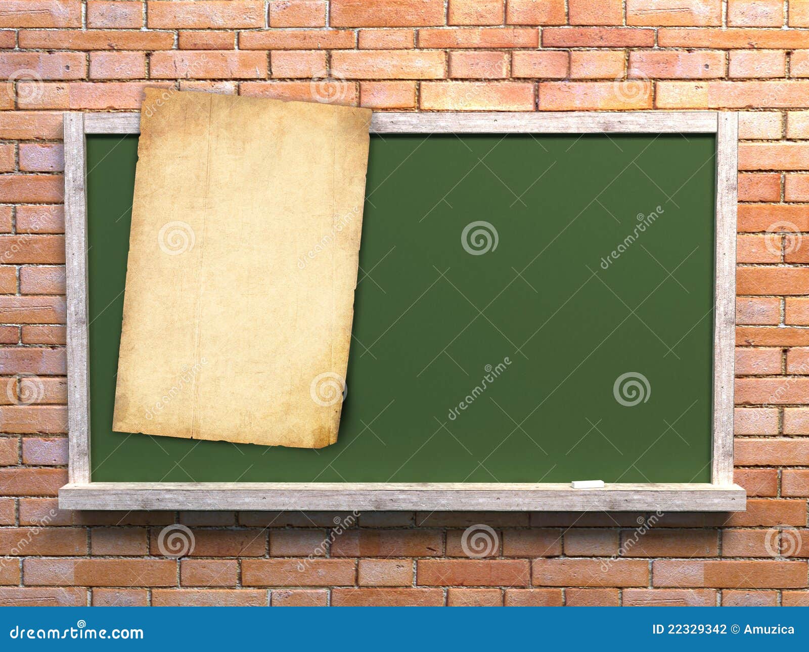Blackboard with Old Paper for Notes Stock Photo - Image of board ...
