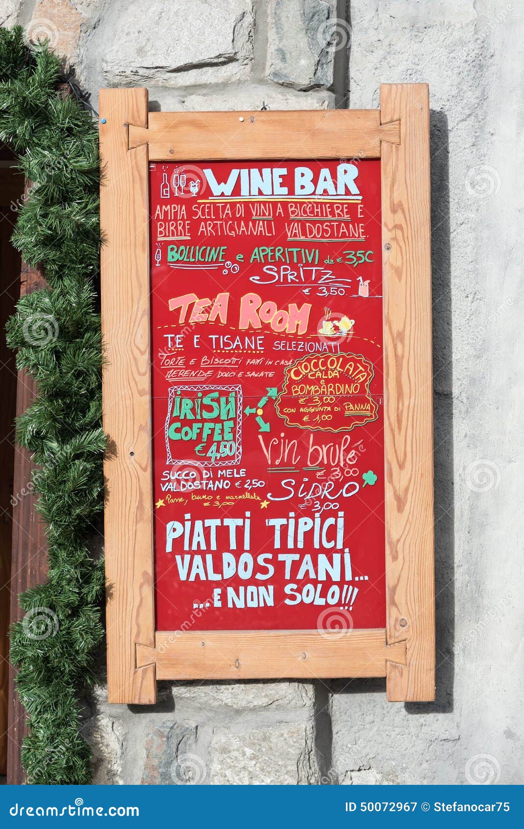 Blackboard Outside an Open Italian Restaurant and Menu Stock Image ...