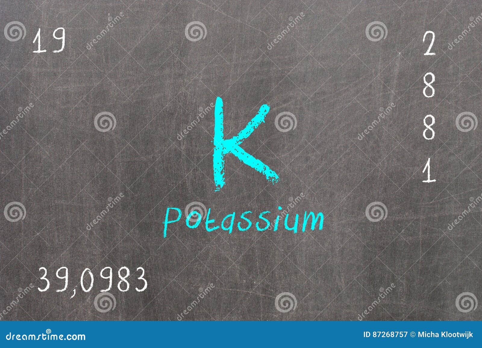 Blackboard with Periodic Table, Potassium Stock Illustration ...