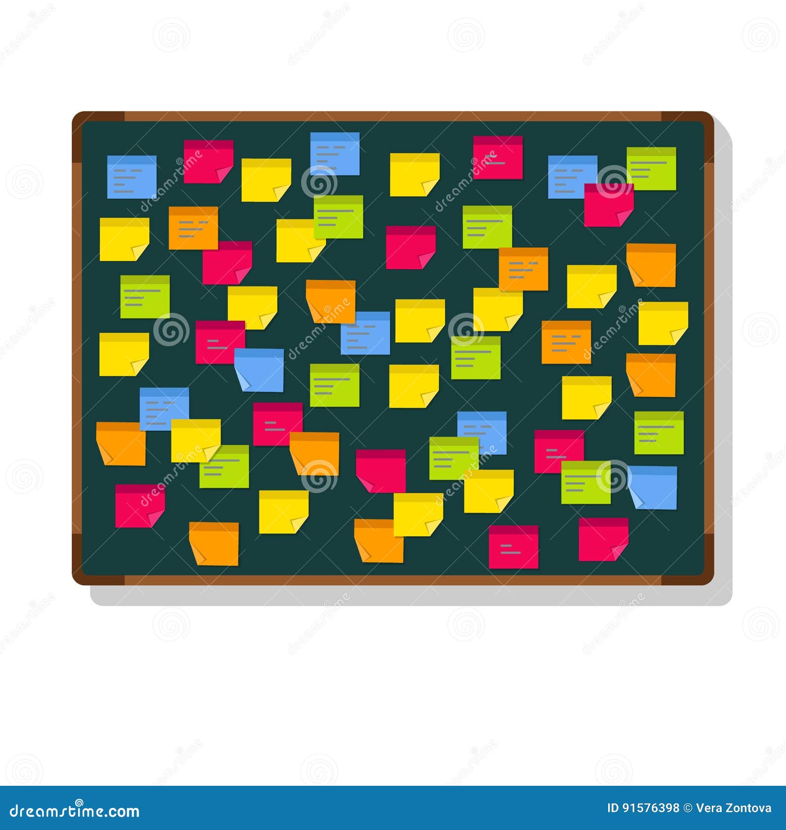 Blackboard with Post it Notes. Stock Vector - Illustration of reminder ...