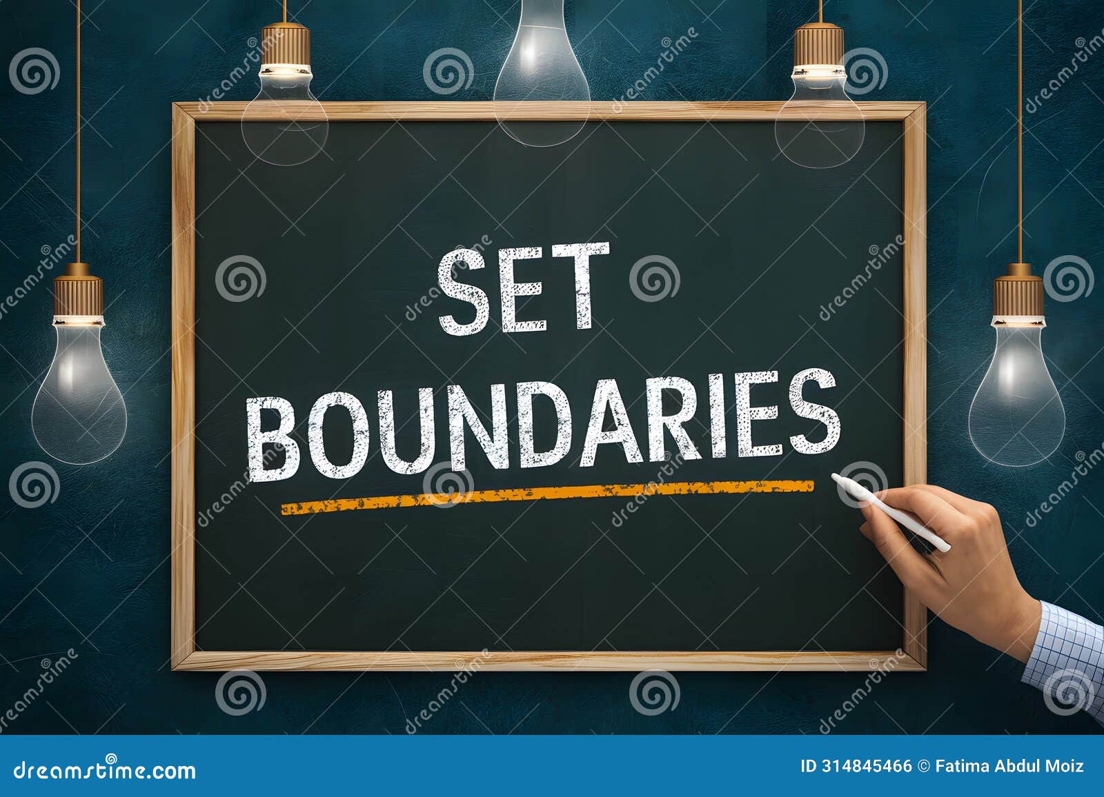 Blackboard with Set Boundaries Highlighted Concept of Setting Limits ... Blackboard with Set Boundaries Highlighted Concept of Setting Limits ...