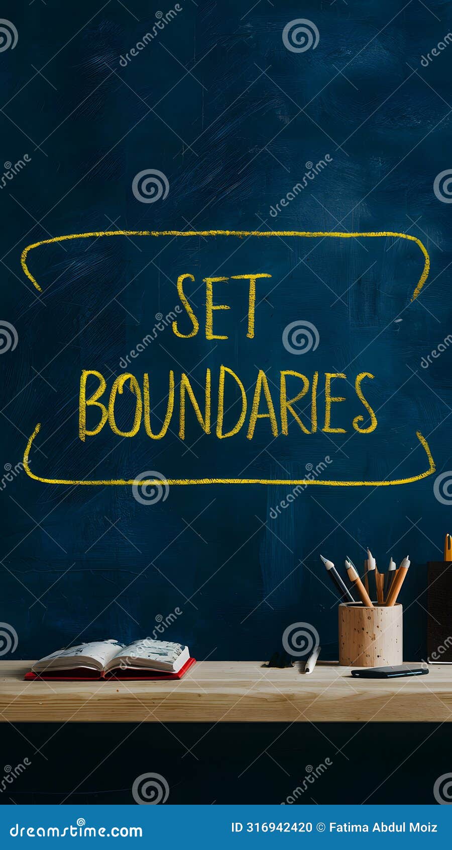 Blackboard With Set Boundaries Highlighted Concept Of Setting Limits ... Blackboard With Set Boundaries Highlighted Concept Of Setting Limits ...