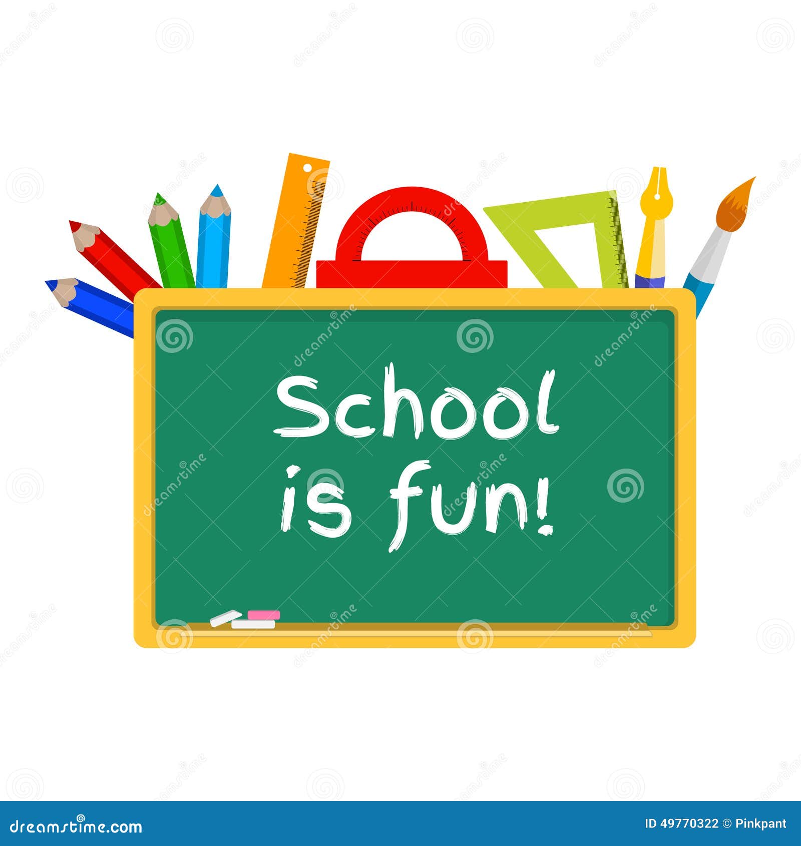Blackboard Stationery School is Fun Stock Vector - Illustration of ...