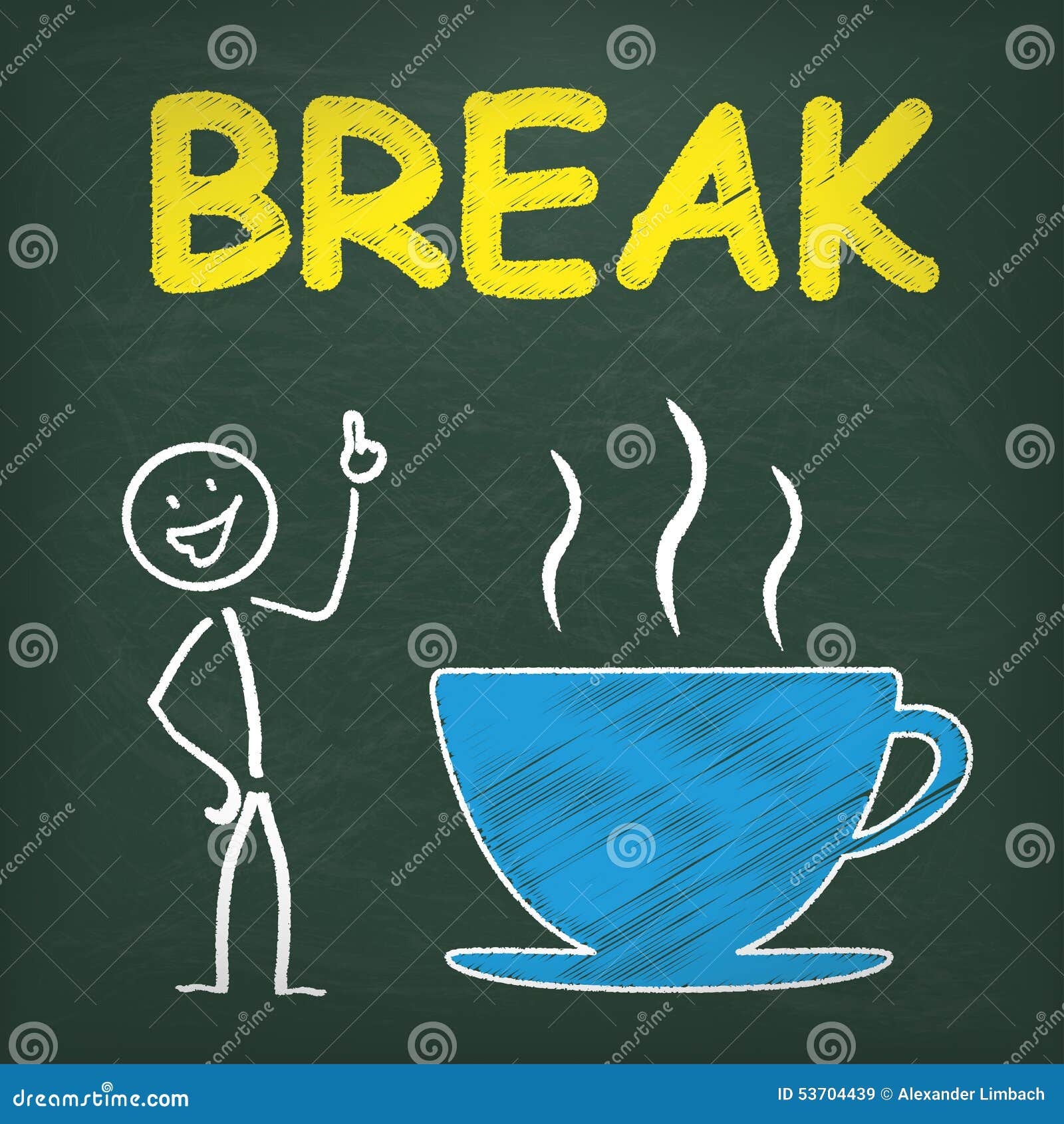 Blackboard Stickman Coffeecup Break Stock Vector - Illustration of ...