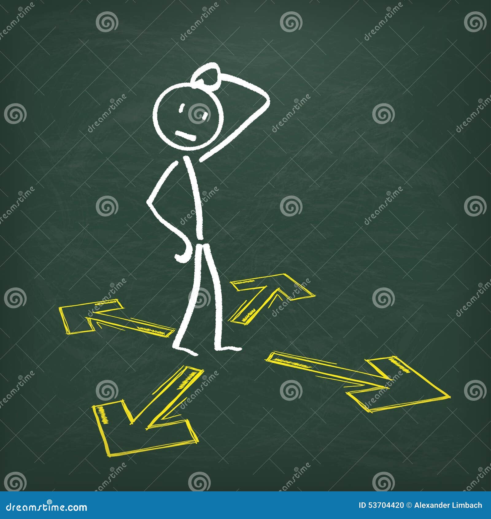Blackboard Stickman Decision Stock Vector - Illustration of crossing ...