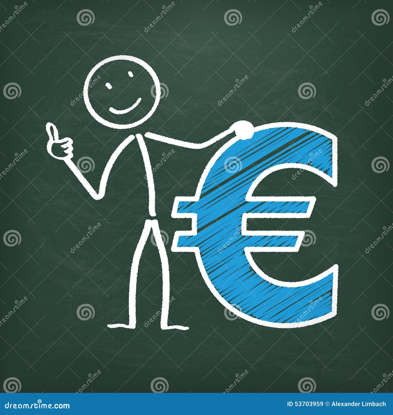 Blackboard Stickman Euro Ok Stock Vector - Illustration of banking ...