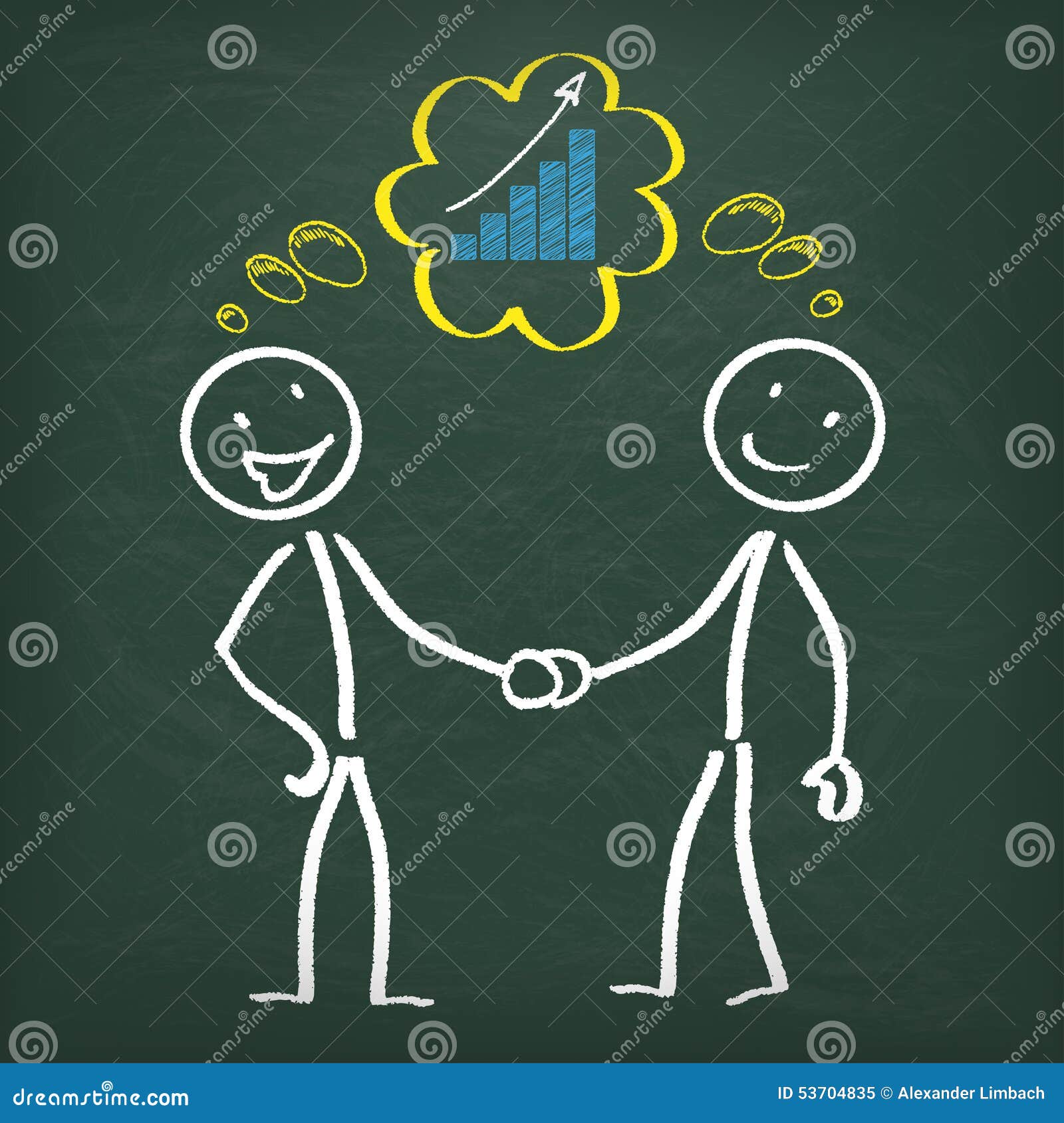 Stickman Handshake Successful Chart Vector Illustration | CartoonDealer ...