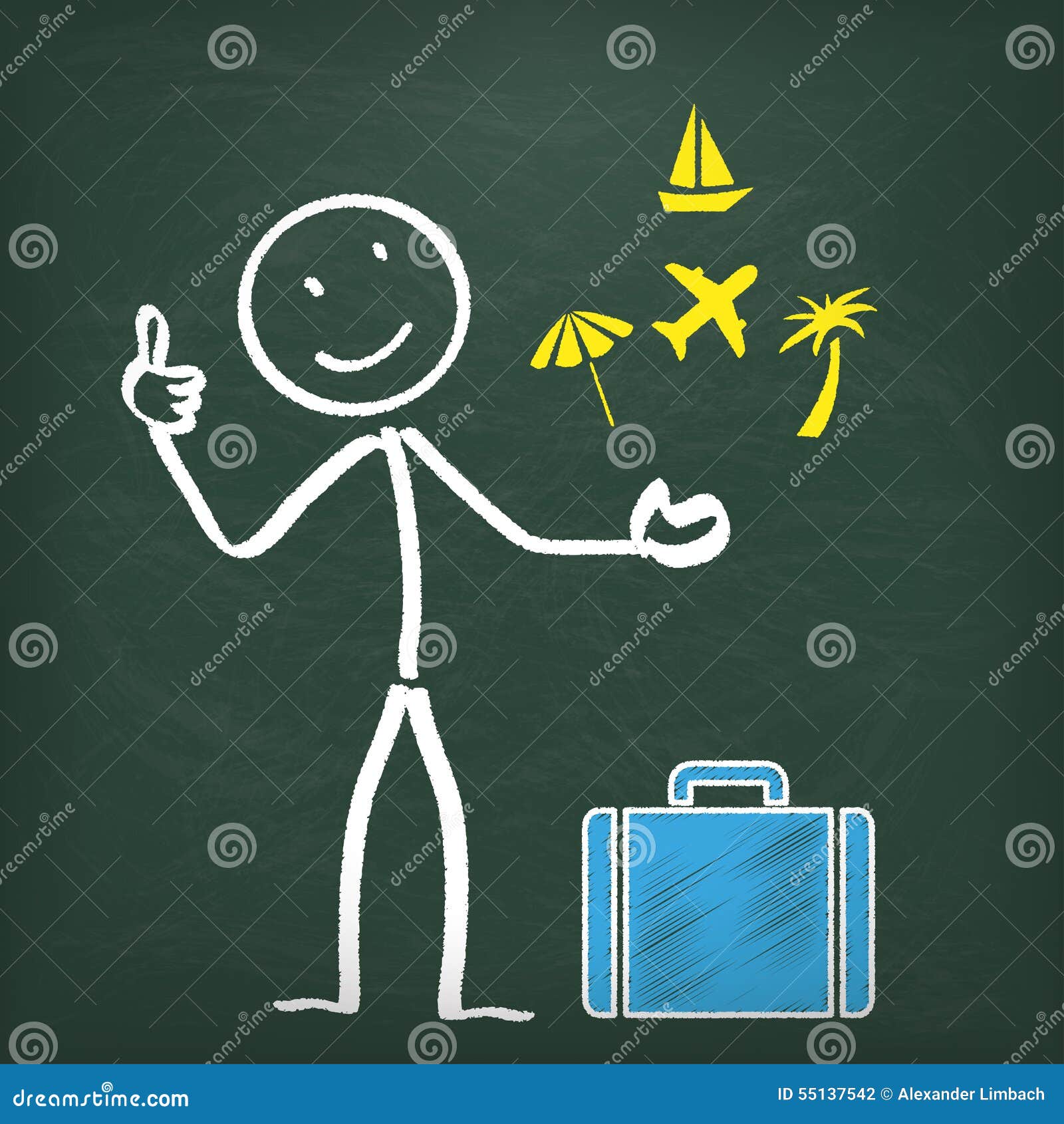 Blackboard Stickman Woman Concept Planning Vector Illustration ...