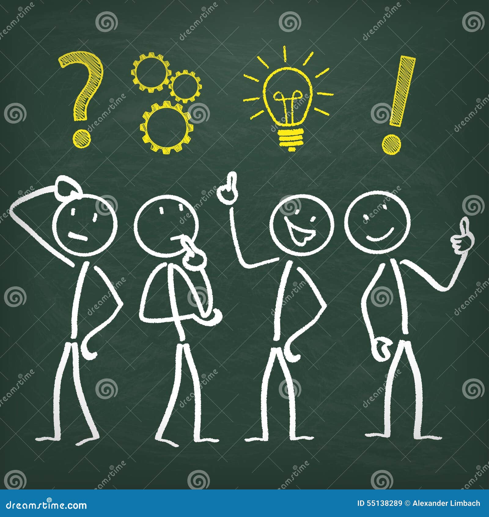 Blackboard Stickman Planning Progress Stock Vector - Illustration of ...