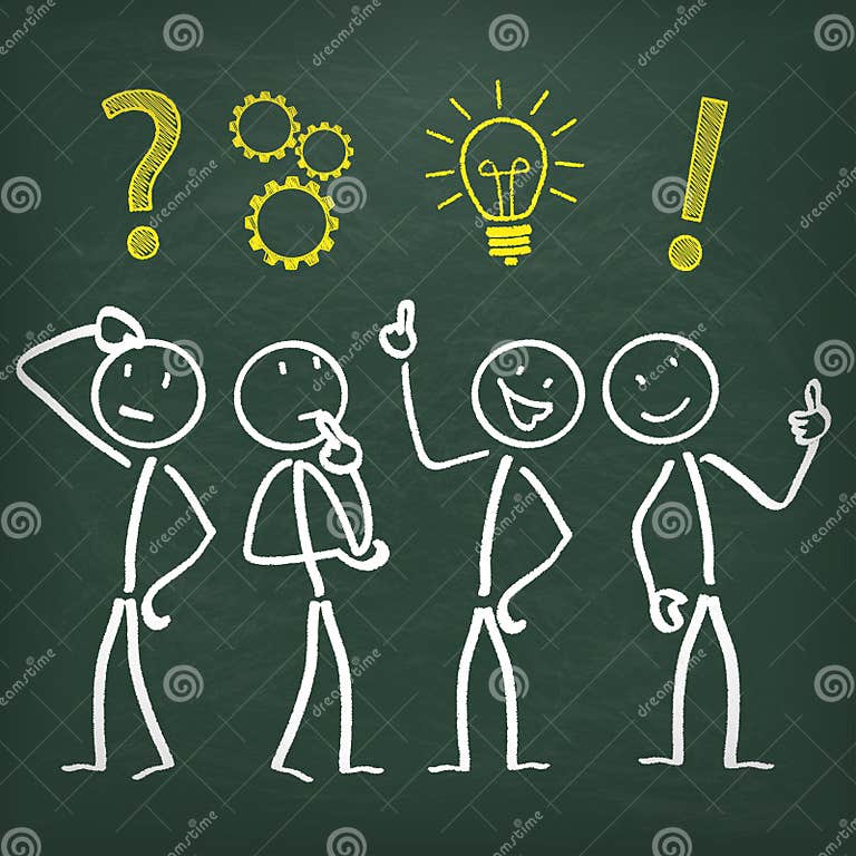 Blackboard Stickman Planning Progress Stock Vector - Illustration of ...