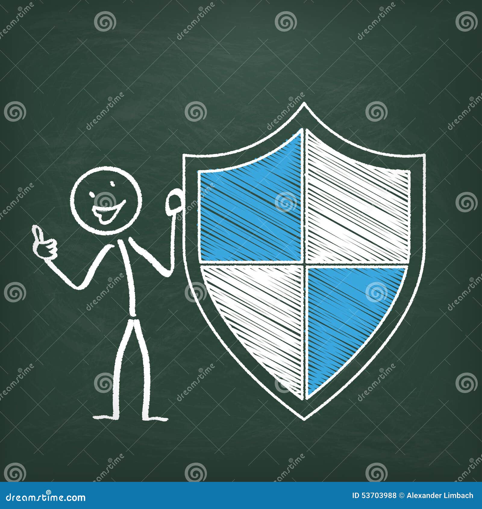 Blackboard Stickman Protection Shield Stock Vector - Illustration of ...