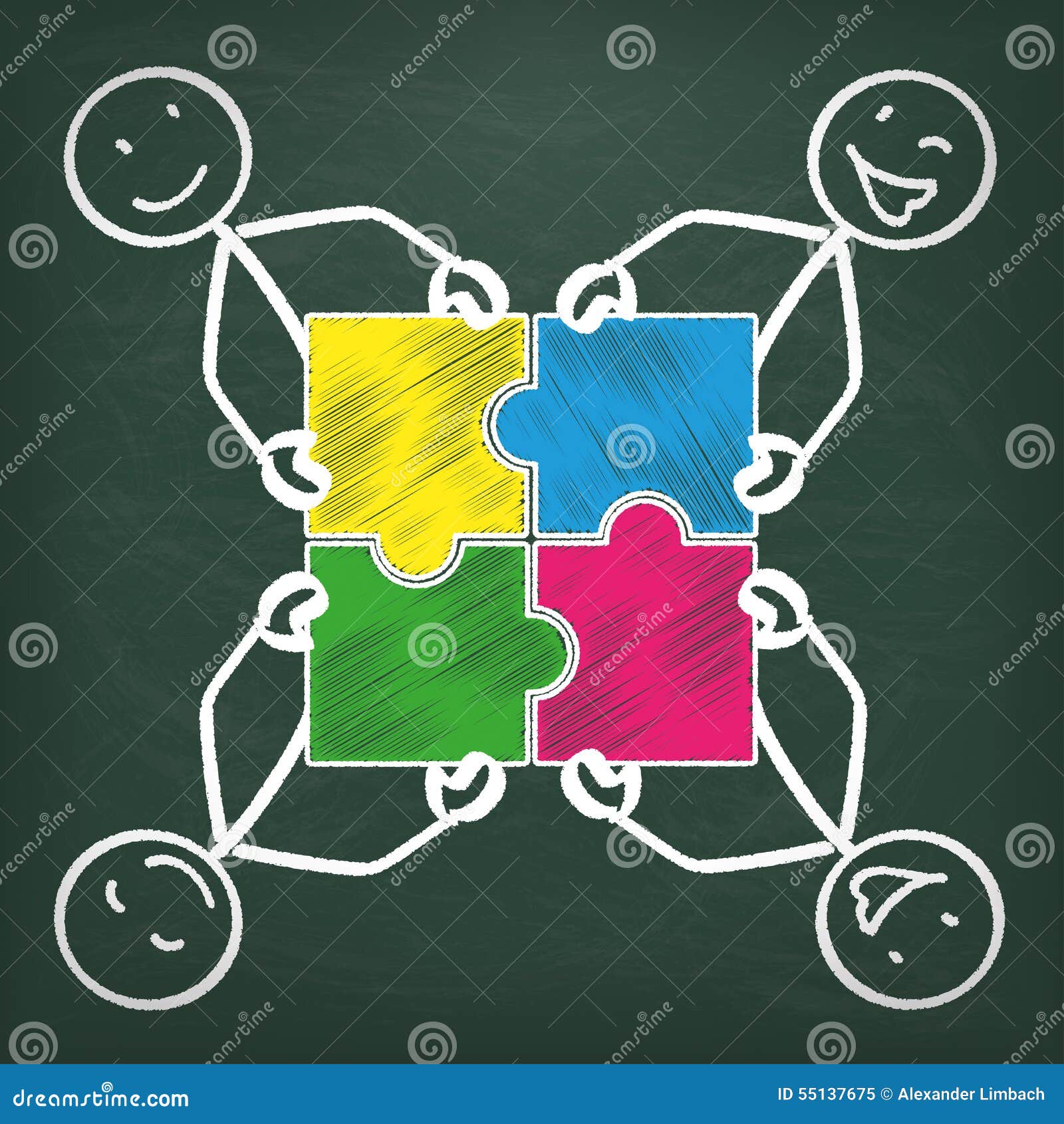 Blackboard Stickman Rectangle Puzzle Stock Vector - Illustration of ...