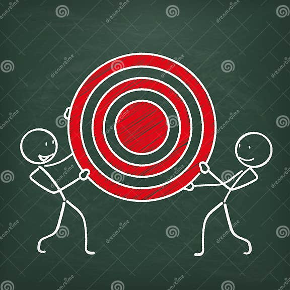 Blackboard Stickman 2 Red Target Stock Vector - Illustration of lead ...