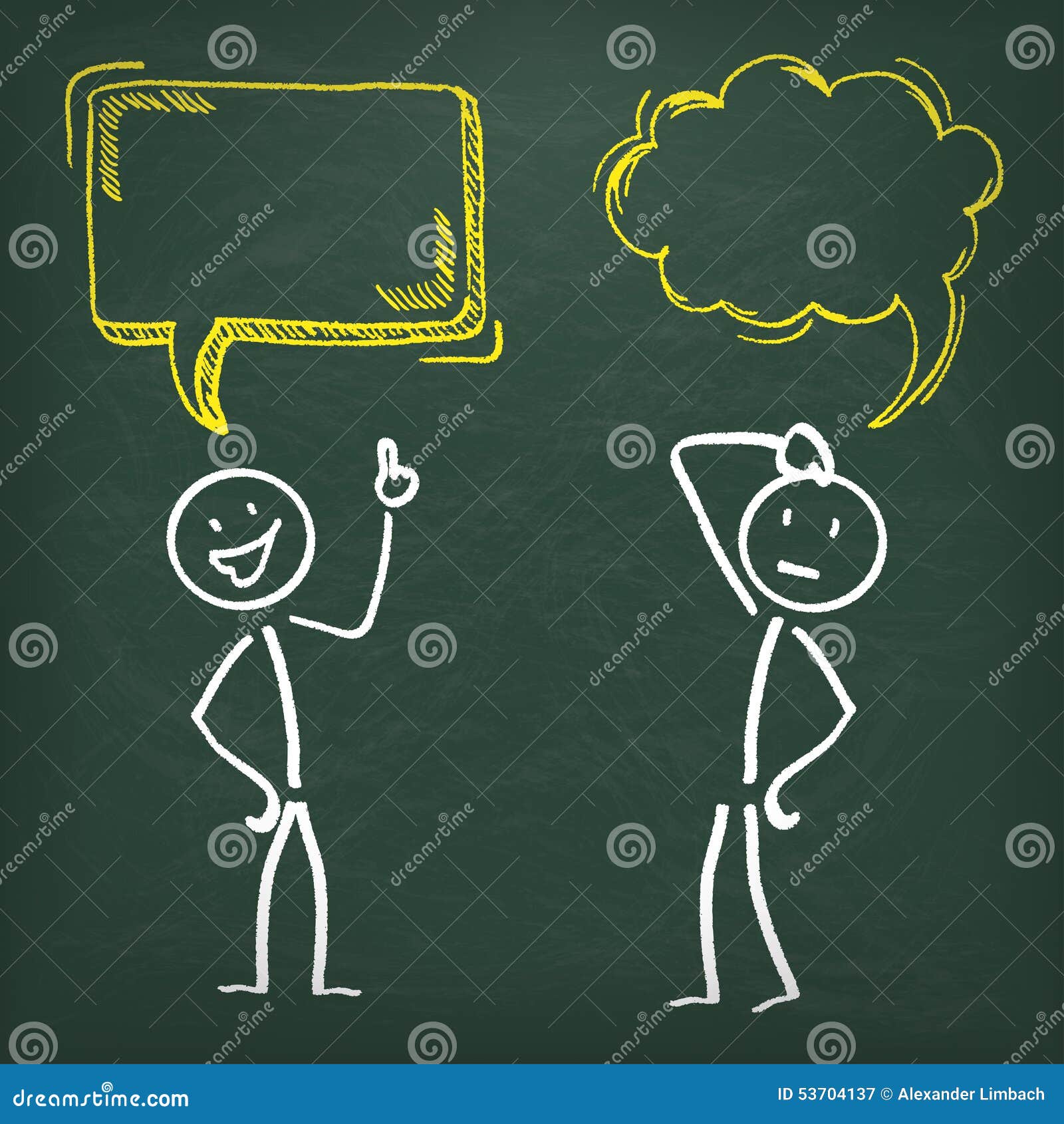 Blackboard Stickman 2 Speech Bubbles Stock Vector - Illustration of ...