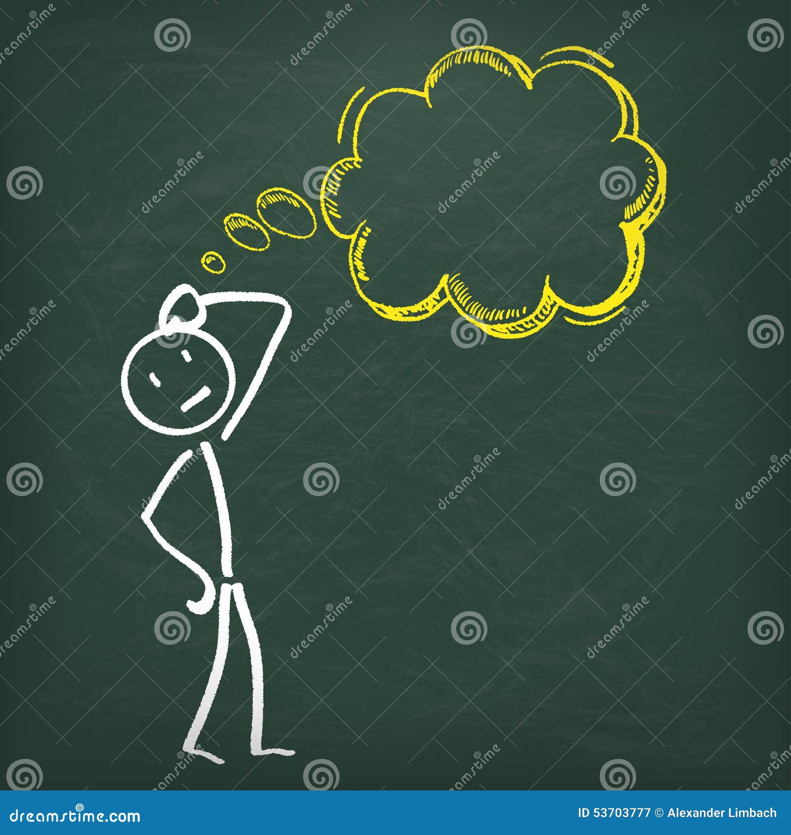 Blackboard Stickman Thought Bubble Stock Vector - Illustration of ...