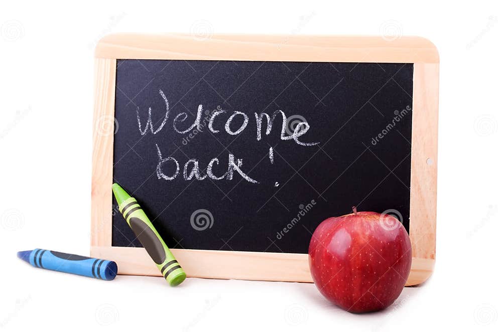 Blackboard with Welcome Back Message Stock Photo - Image of chalkboard ...