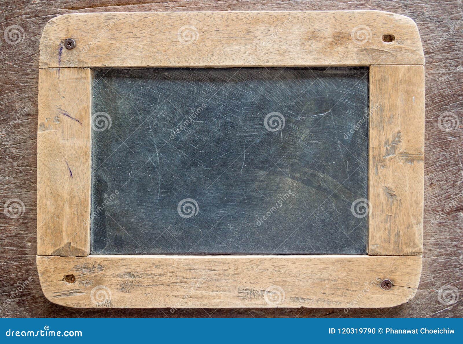 Blackboard with Wooden Frame, Blackboard on Old Wood Background Stock ...
