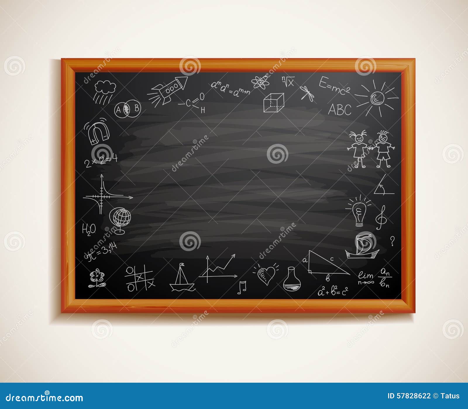 Blackboard in a Wooden Frame Stock Vector - Illustration of group ...