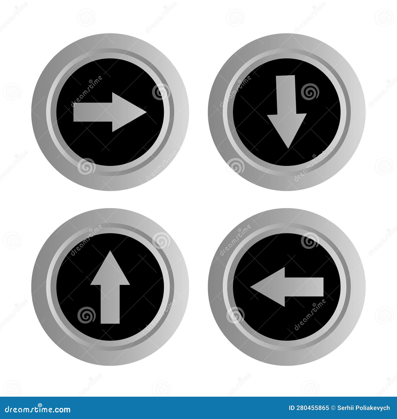 Black Circular Buttons with Arrows. Vector Illustration. Stock Vector ...