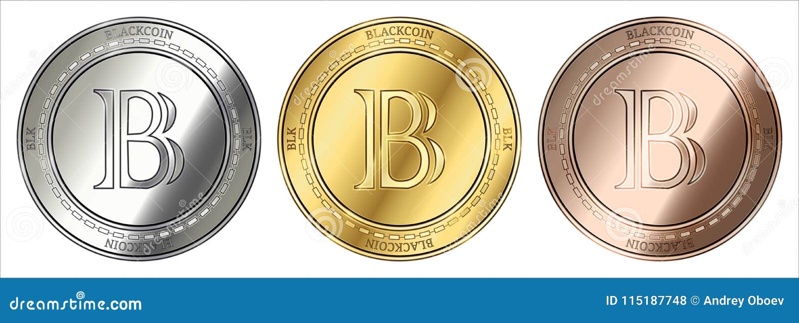 BlackCoin BLK coin set. stock vector. Illustration of gradient - 115187748