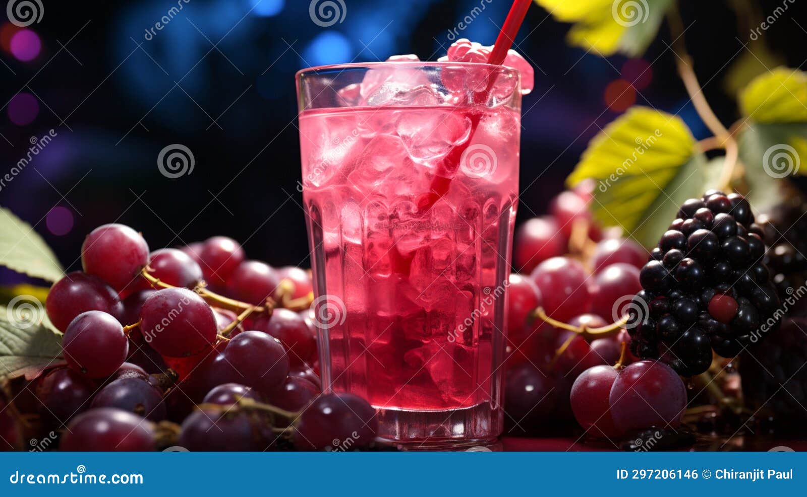 Blackcurrant Juice in a Glass on Red Stock Illustration - Illustration ...