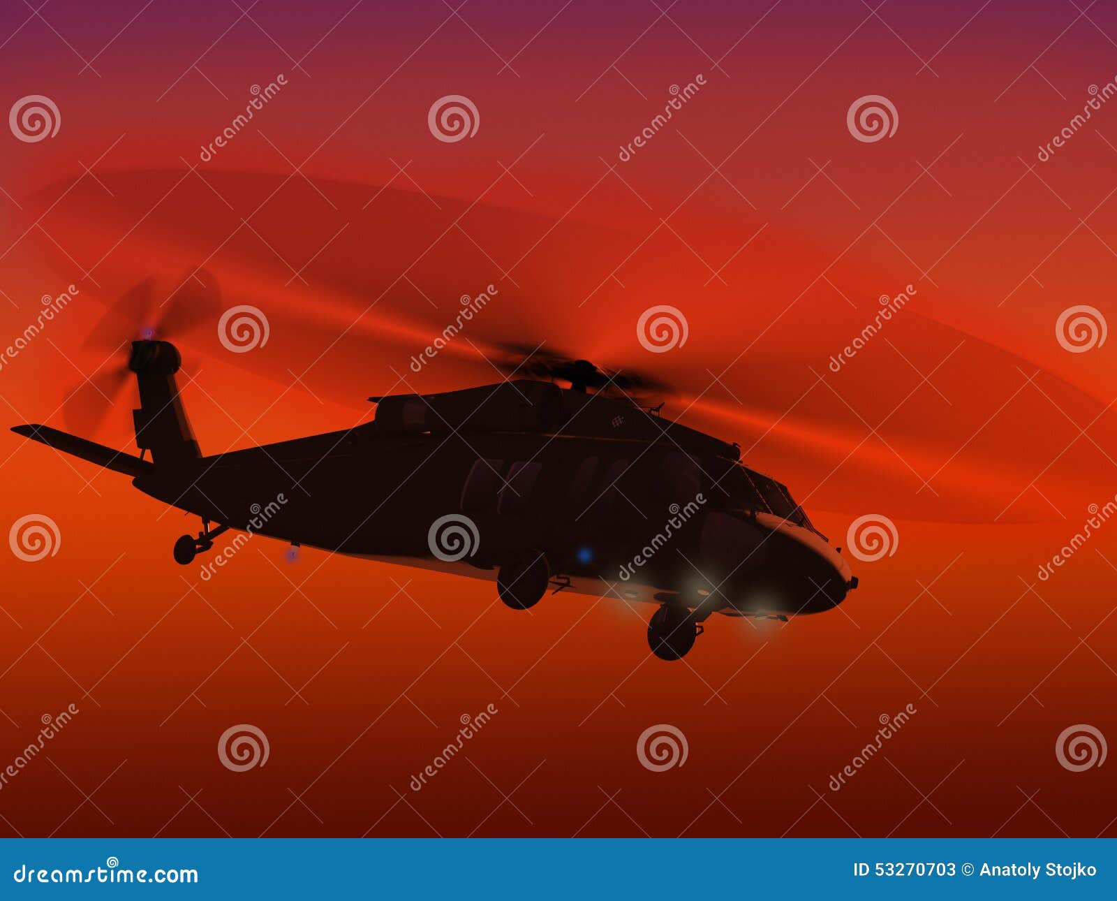 Blackhawk Flying Sunset Royalty-Free Stock Photo | CartoonDealer.com ...