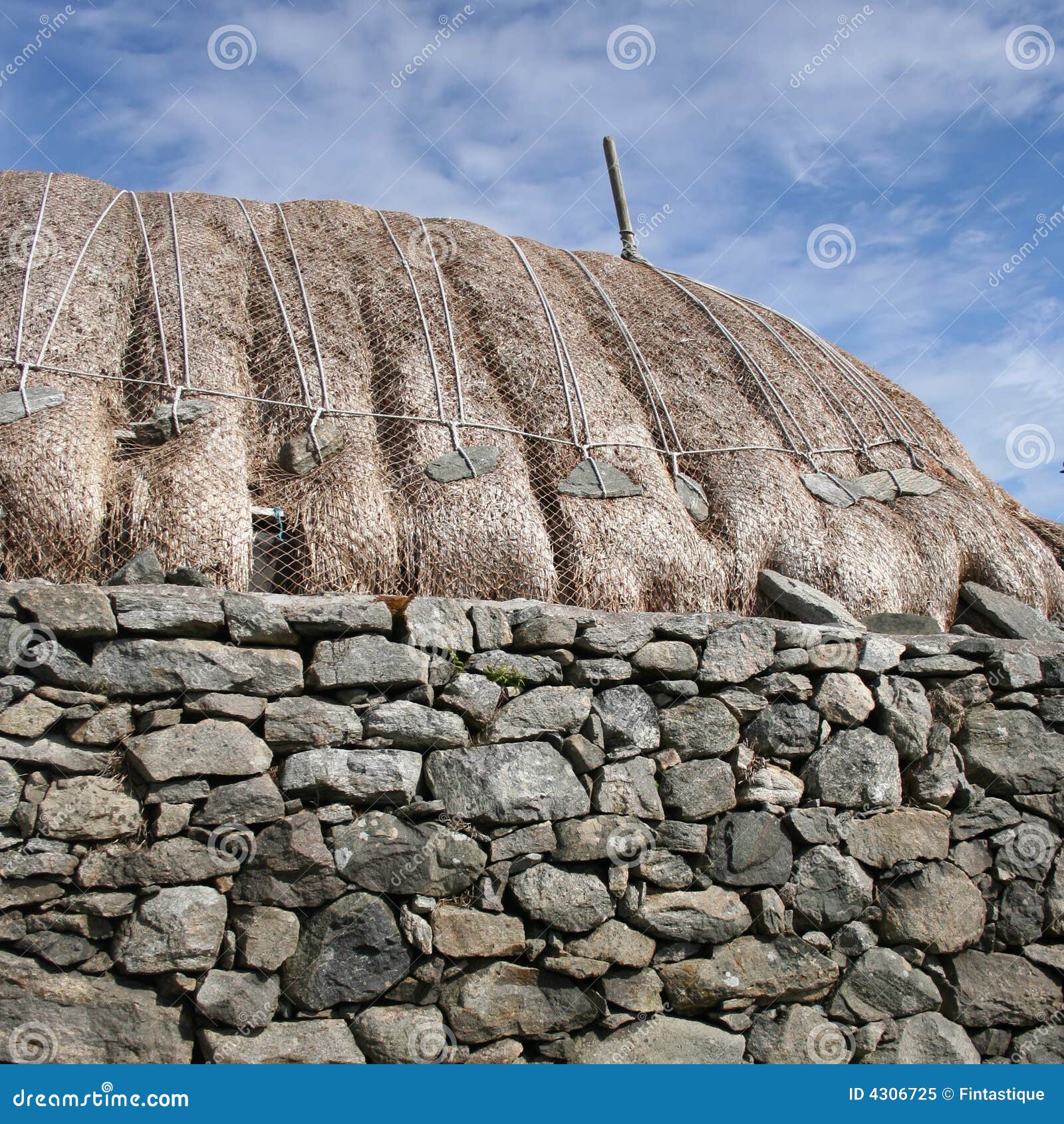 Blackhouse Thatched Roof Detail With Thatch, Stone And Rope Royalty ...