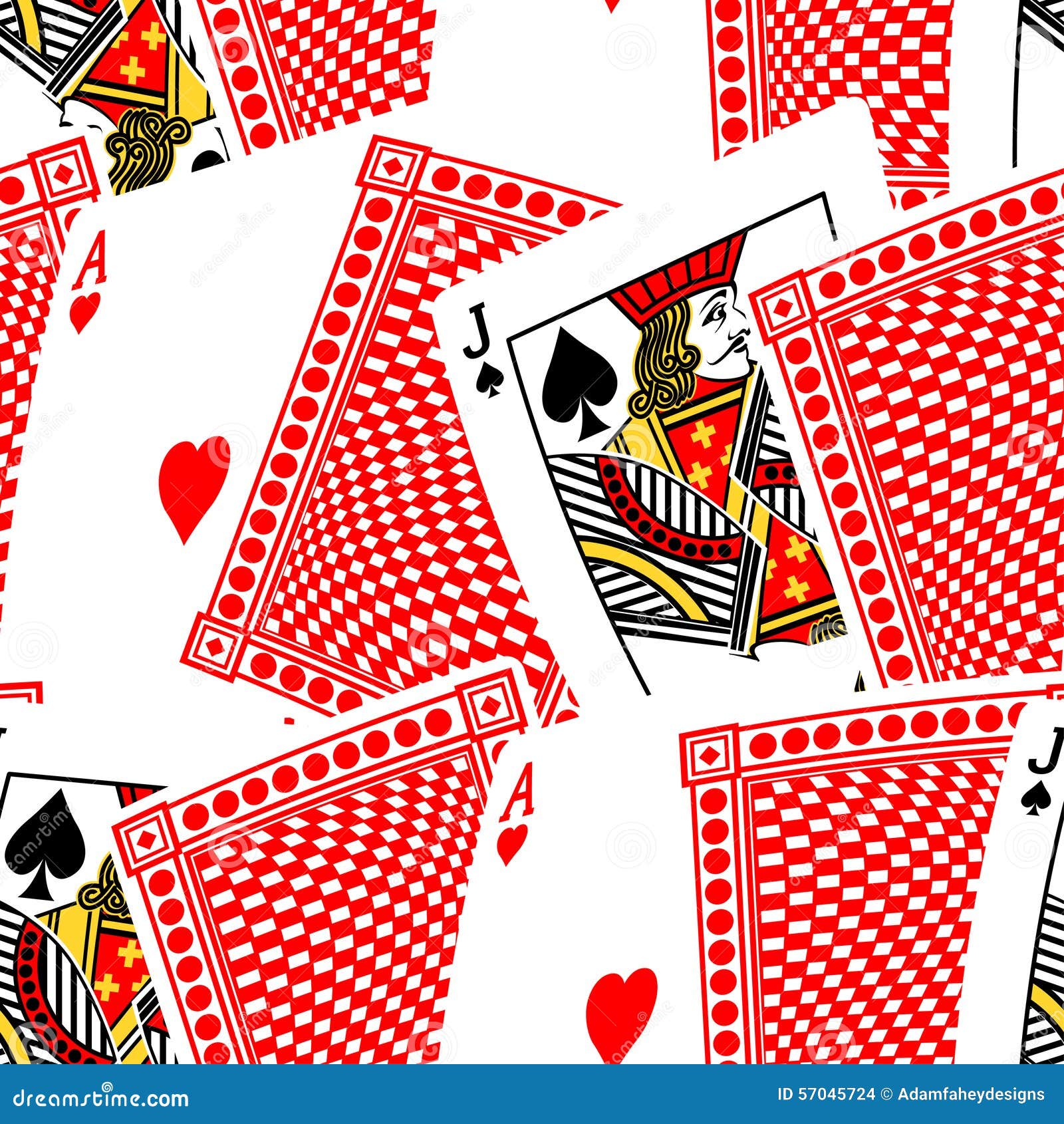 Blackjack Cards in a Seamless Pattern Stock Vector - Illustration of ...