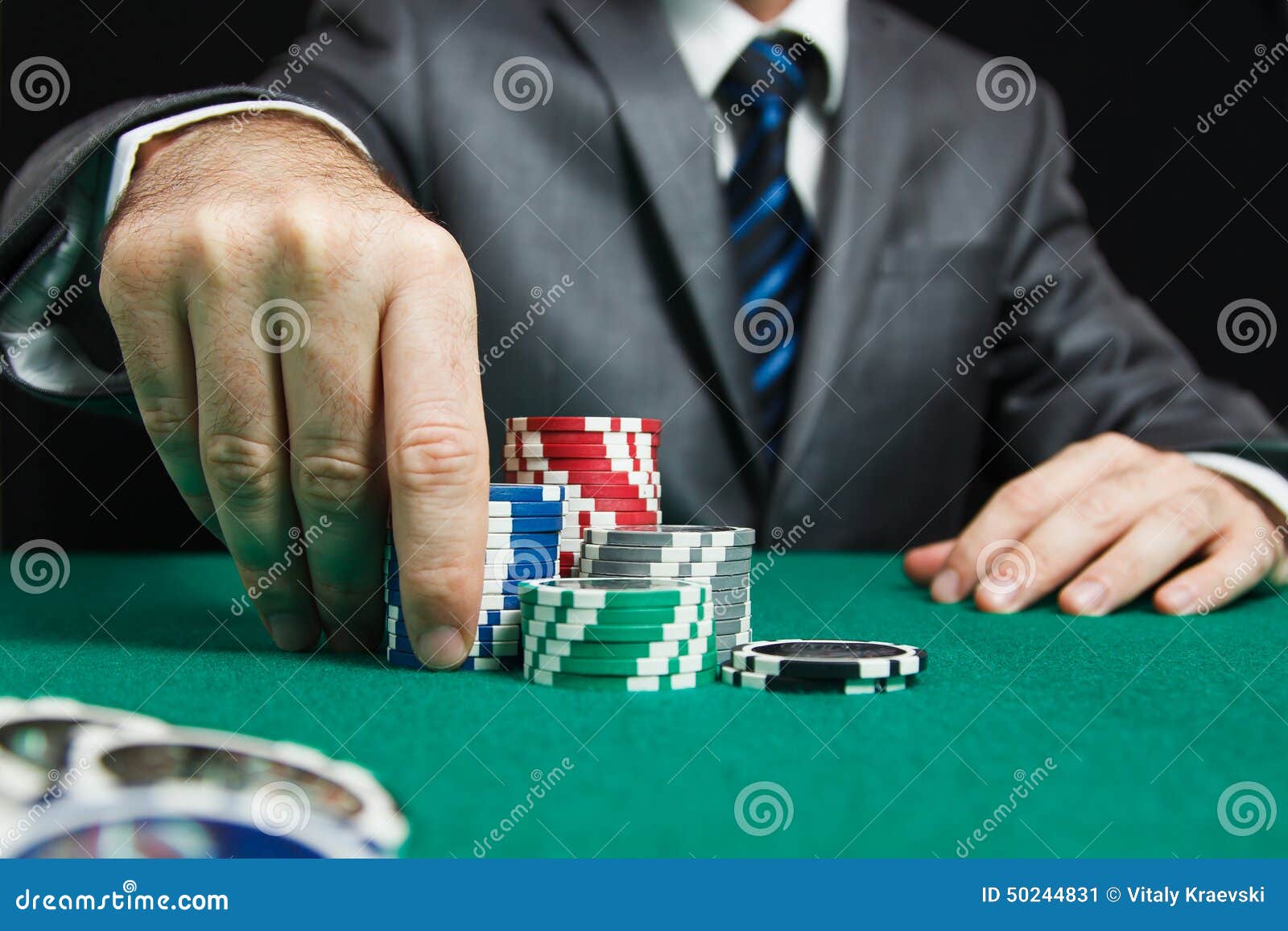 Blackjack in a Casino, a Man Makes a Bet Stock Image - Image of ...