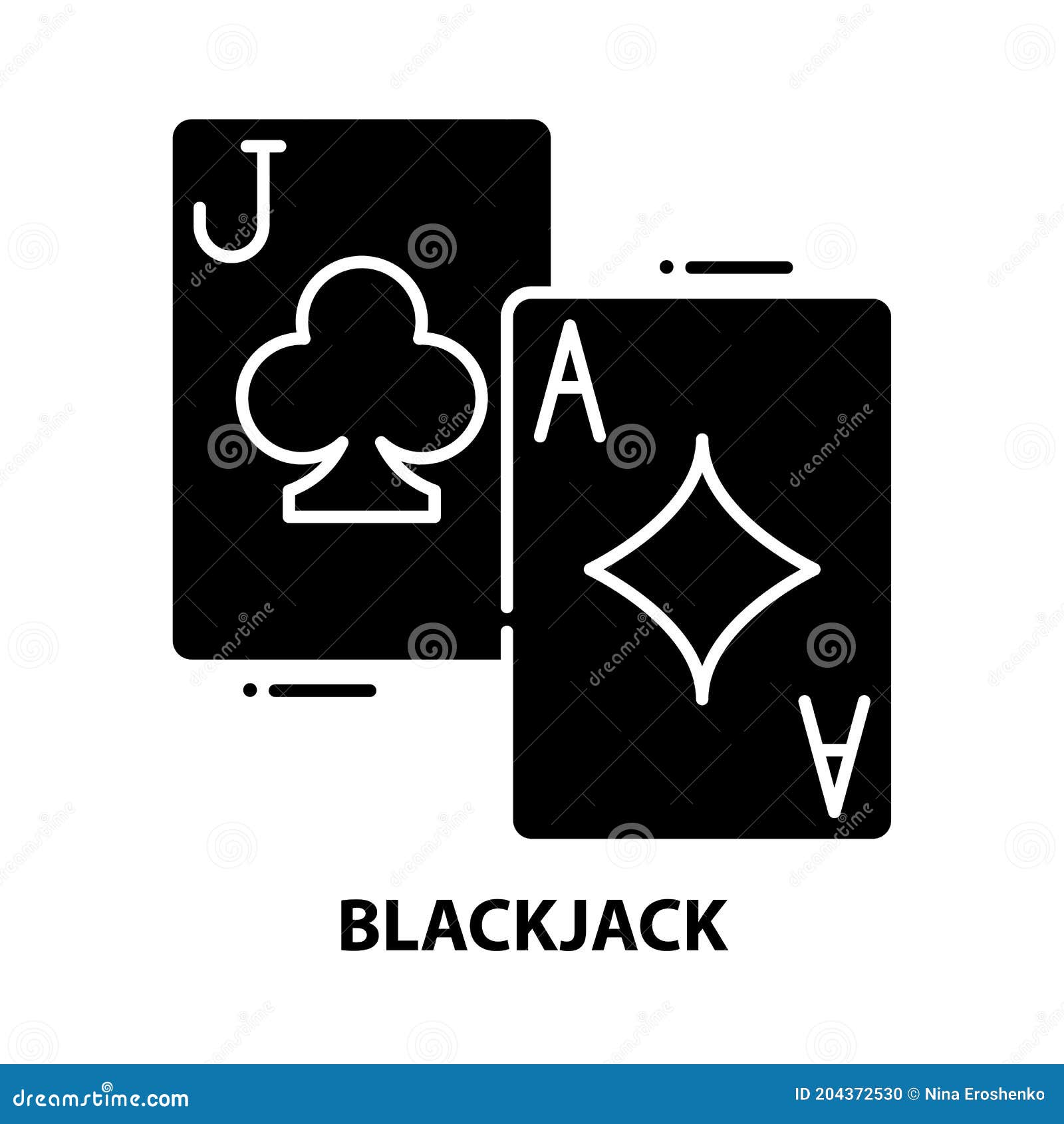 Blackjack Icon, Black Vector Sign with Editable Strokes, Concept ...