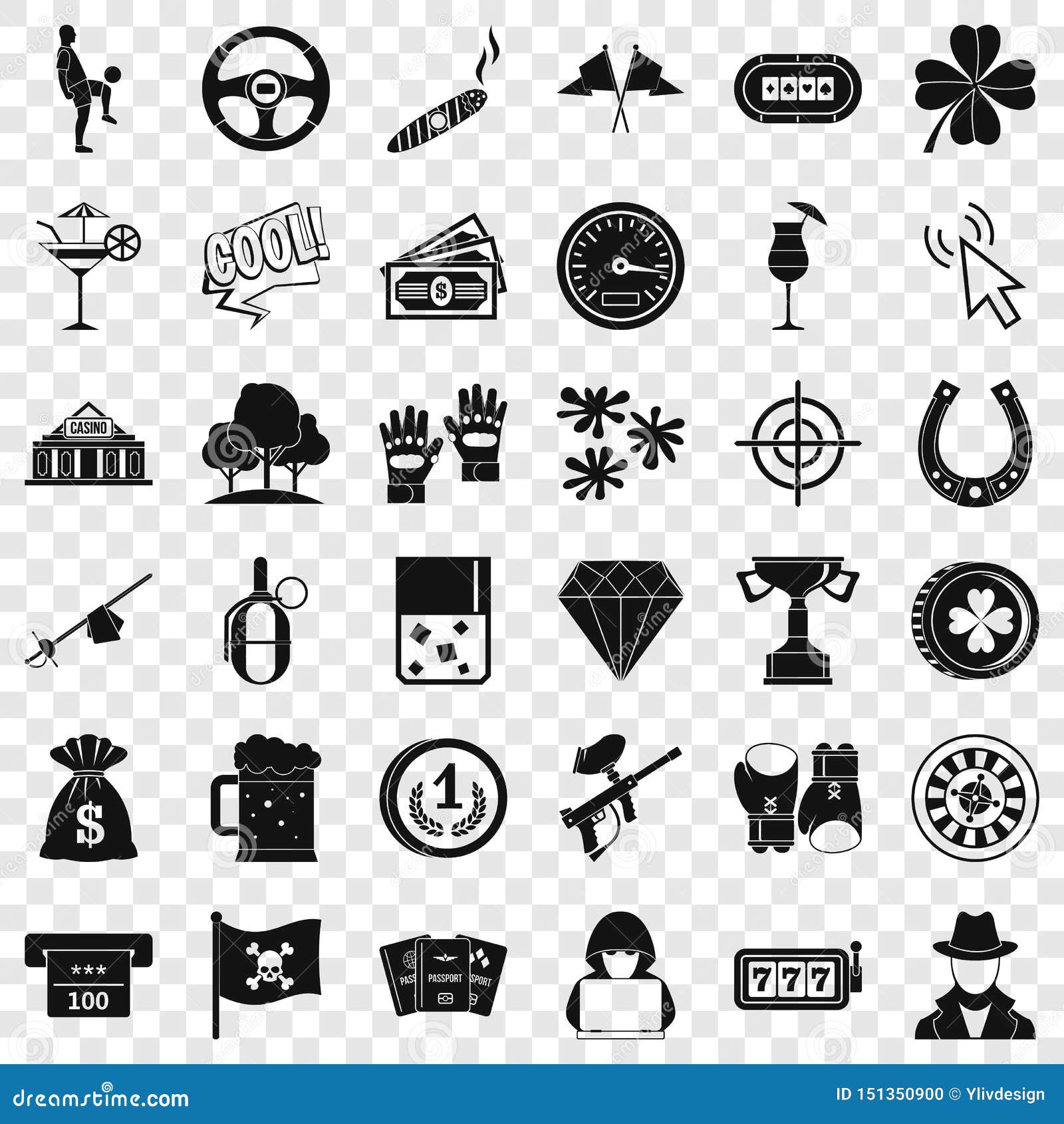 Blackjack Icons Set, Simple Style Stock Vector - Illustration of icon ...