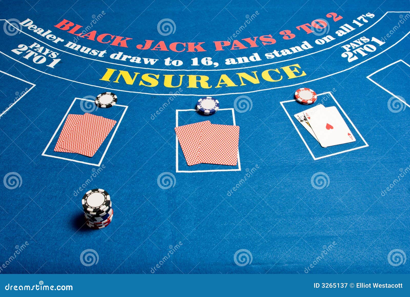 Blackjack Table stock image. Image of chips, insurence - 3265137