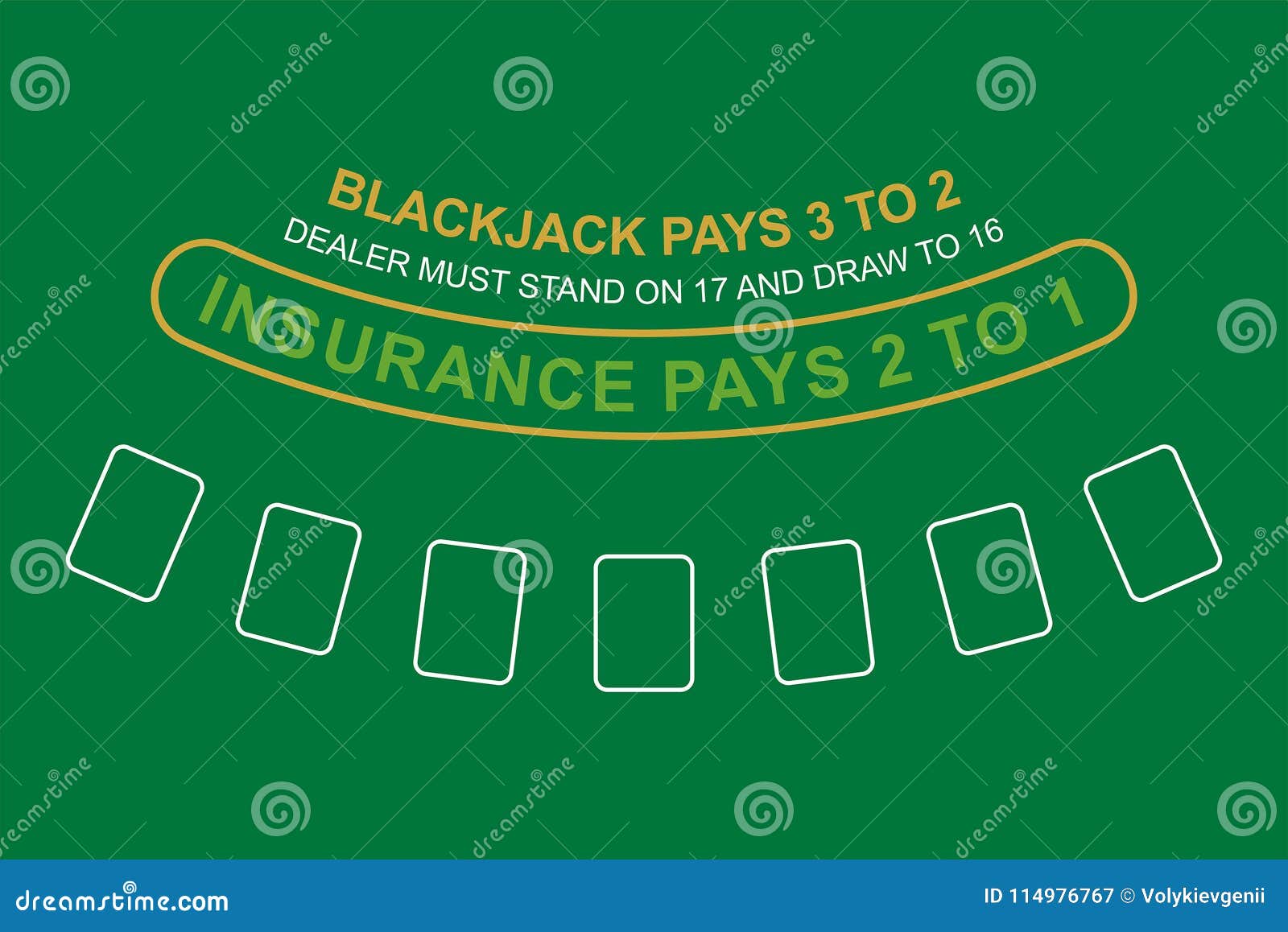 Blackjack table. top view stock vector. Illustration of color - 114976767