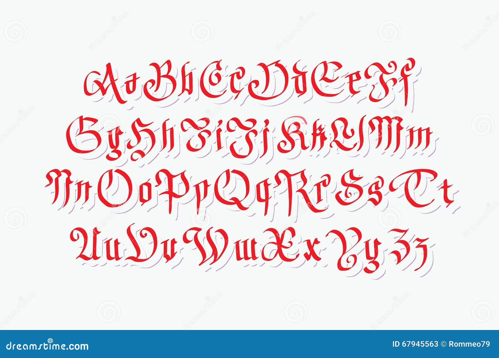 Blackletter Gothic Script Hand-drawn Font Stock Vector - Illustration ...