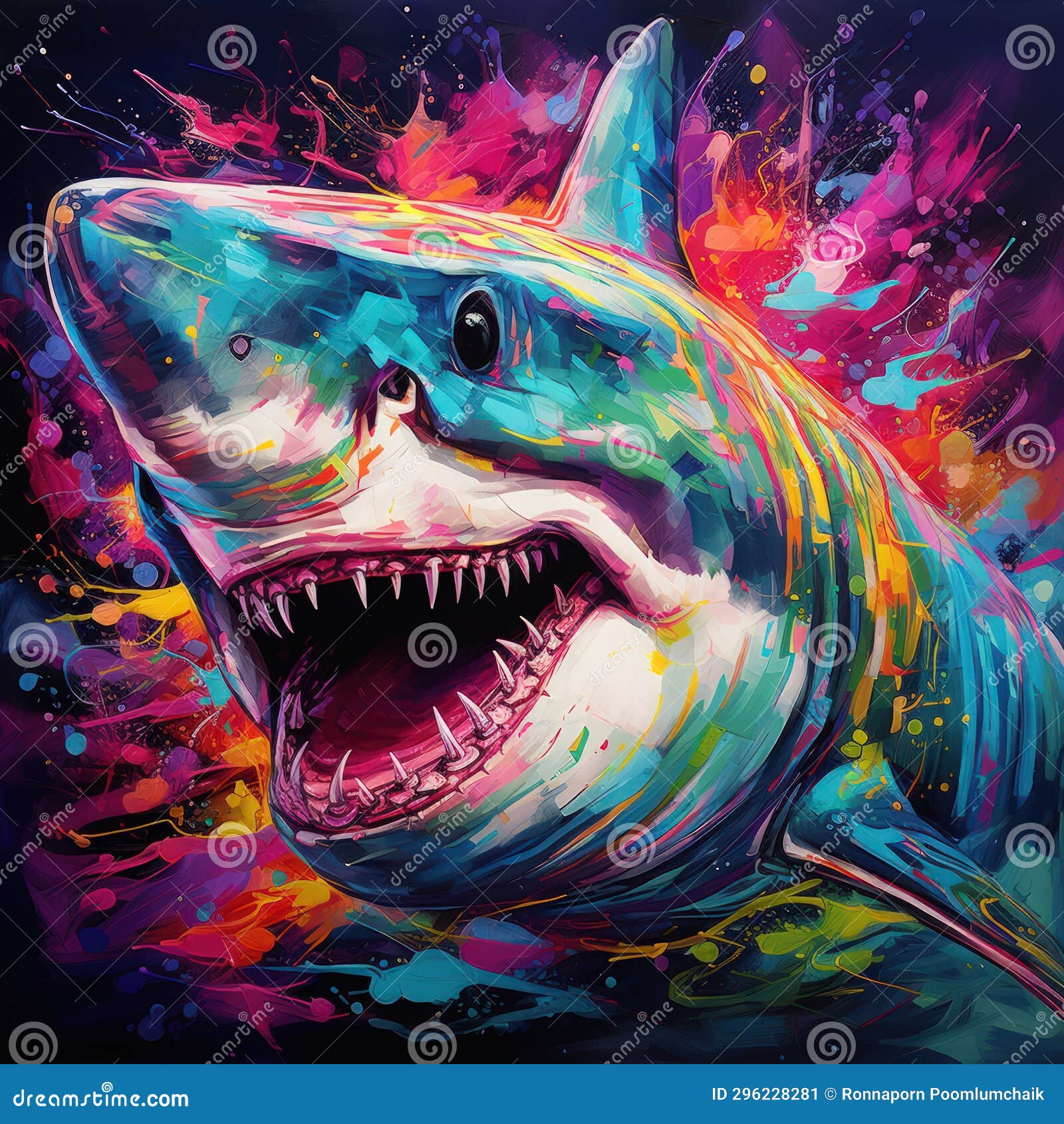 Blacklight Painting-style Cat, Cat Pop Art Illustration Royalty-Free ...