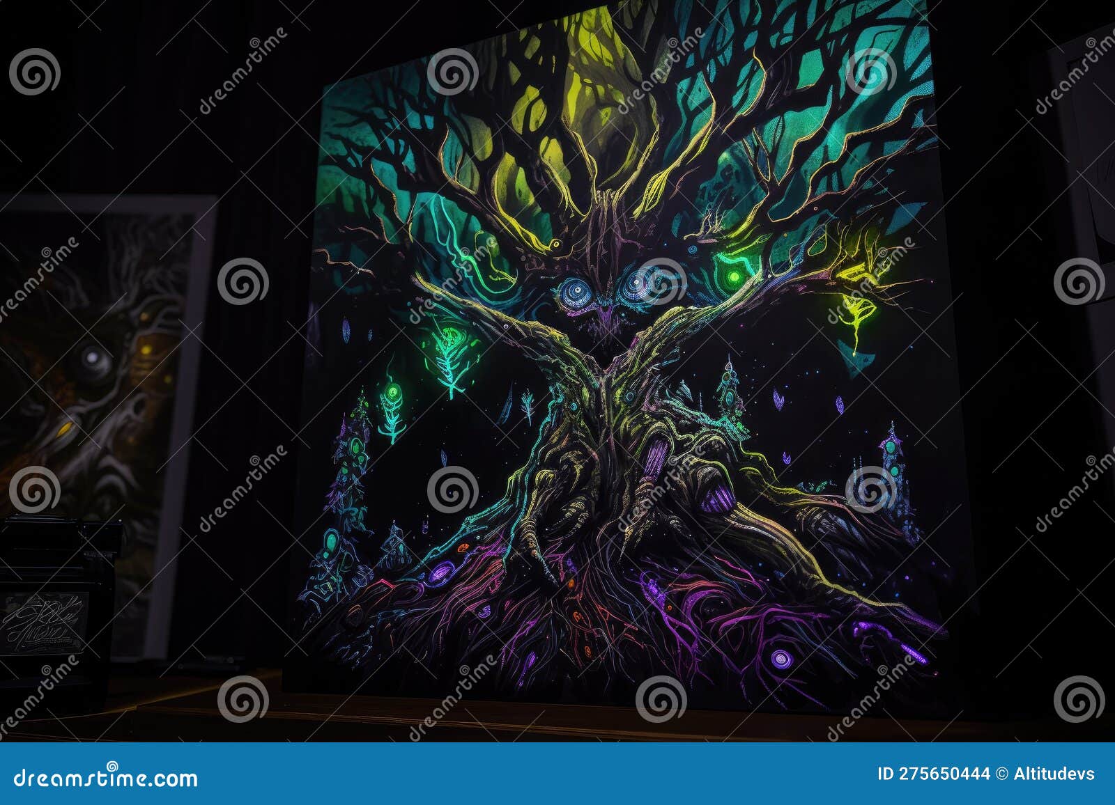 Blacklight And Uv-reactive Graffiti On Brick Walls Royalty-Free Stock ...