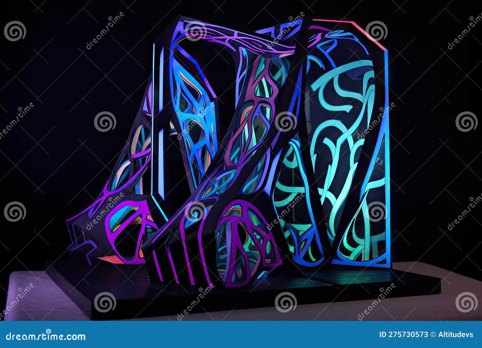 Blacklight and Uv-reactive Sculpture of Abstract Design Stock Image ...