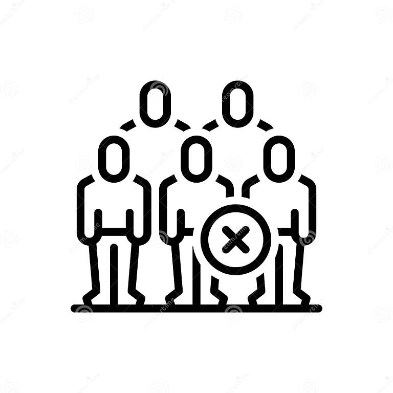 Blackline Icon for Avoid Crowds, Avoid and Refuse Stock Illustration ...