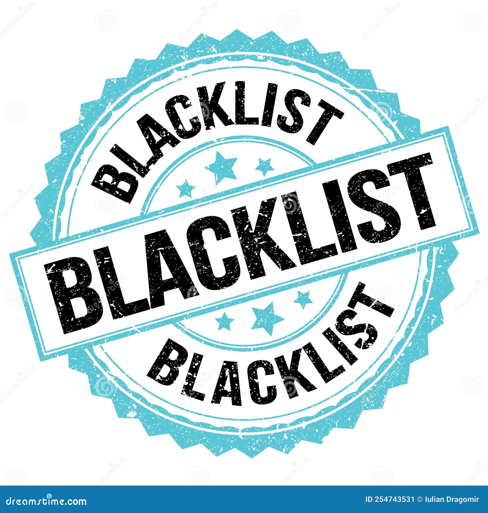 BLACKLIST Text on Blue-black Round Stamp Sign Stock Illustration ...