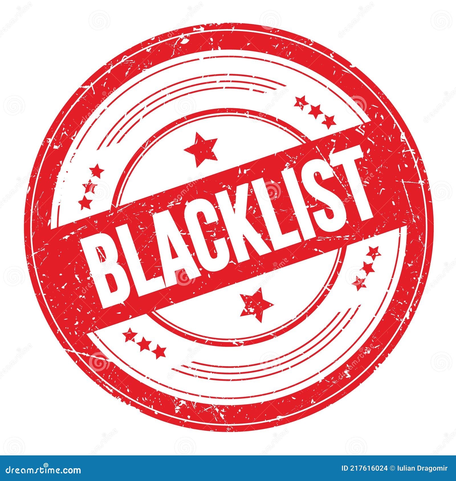 BLACKLIST Text on Red Round Grungy Stamp Stock Illustration ...