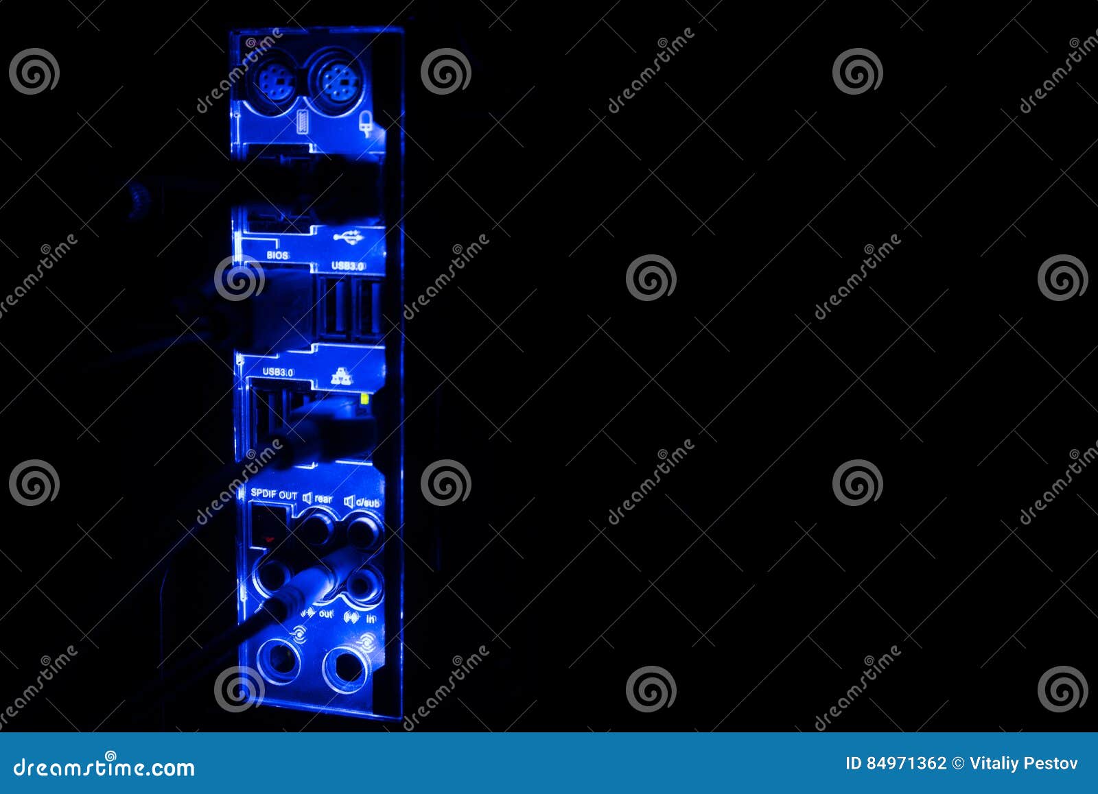 Blackout, Blurred Borders. Close Up of Blue Network Cables Connected To ...