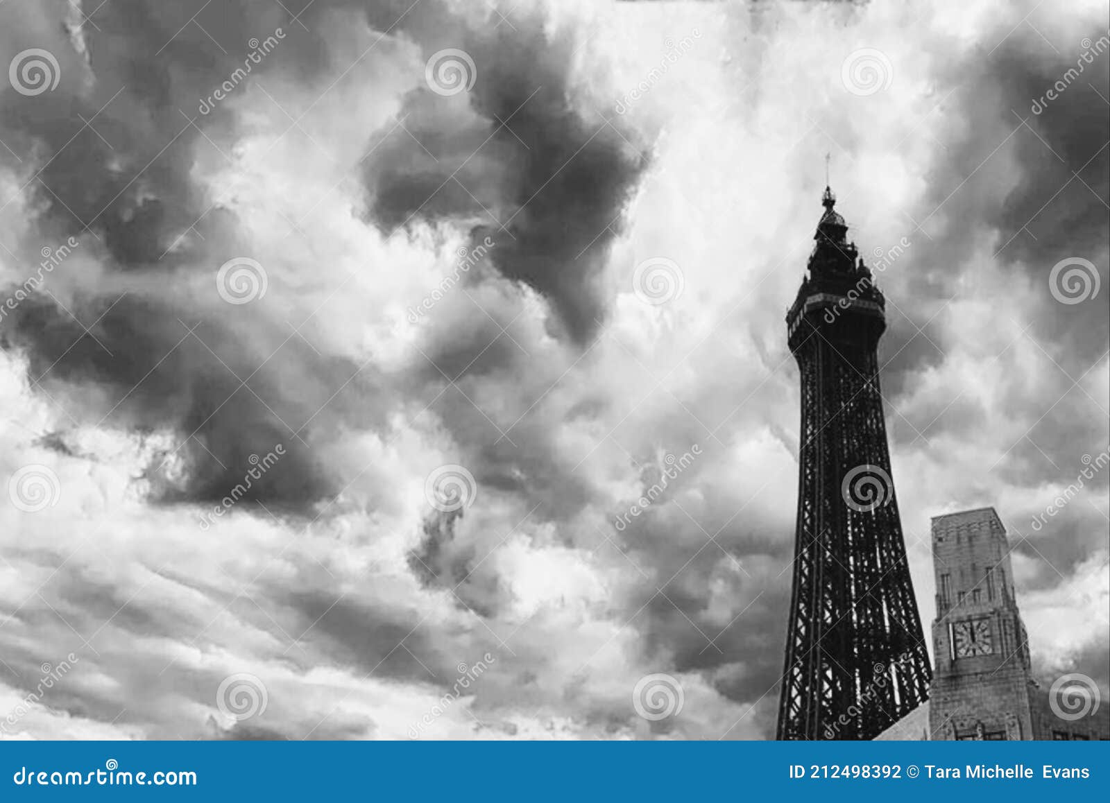 Blackpool Tower with Dark Heavy Clouds Stock Photo - Image of ...
