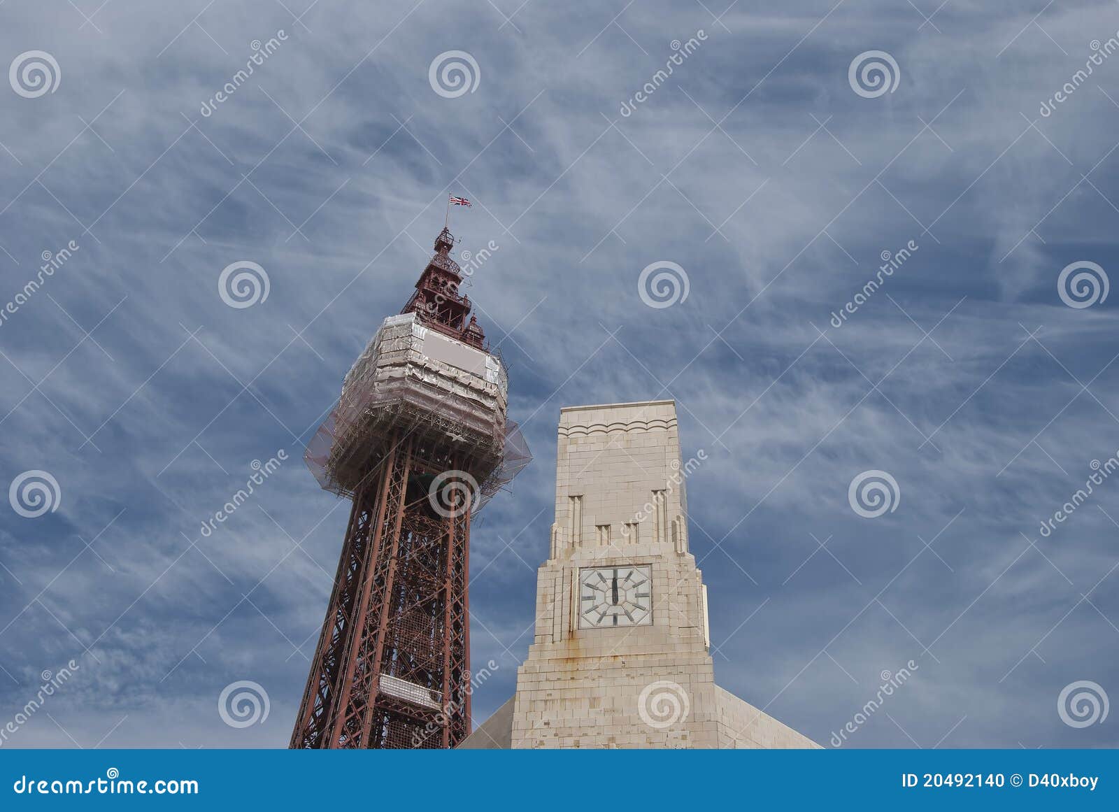 Blackpool Tower and Clocktower Stock Photo - Image of clock, town: 20492140