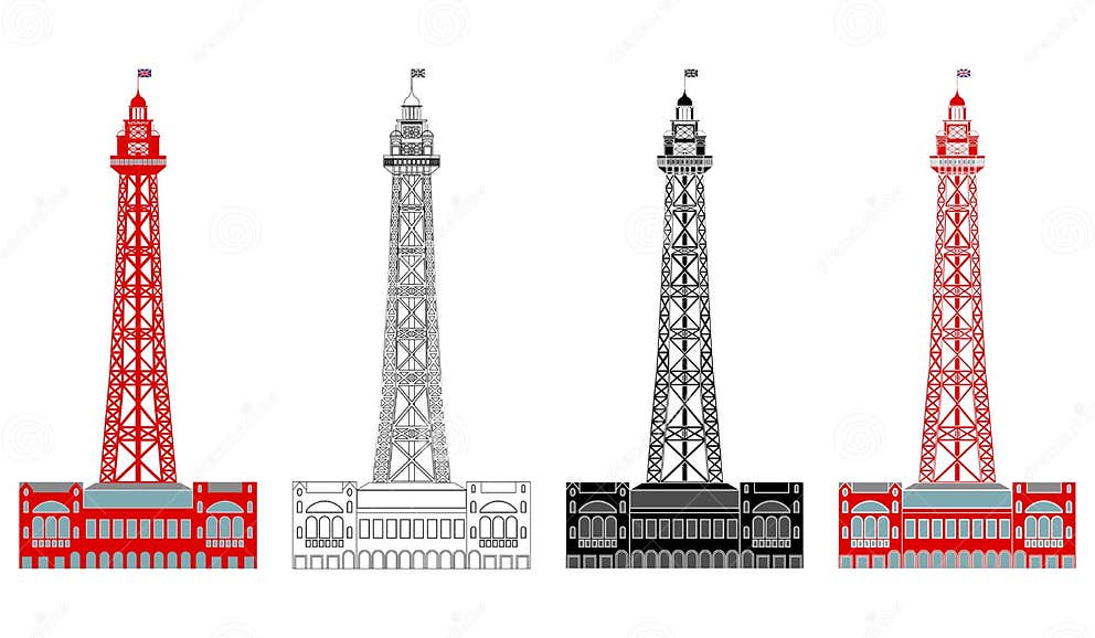 Blackpool Tower in Front View Stock Vector - Illustration of lancashire ...