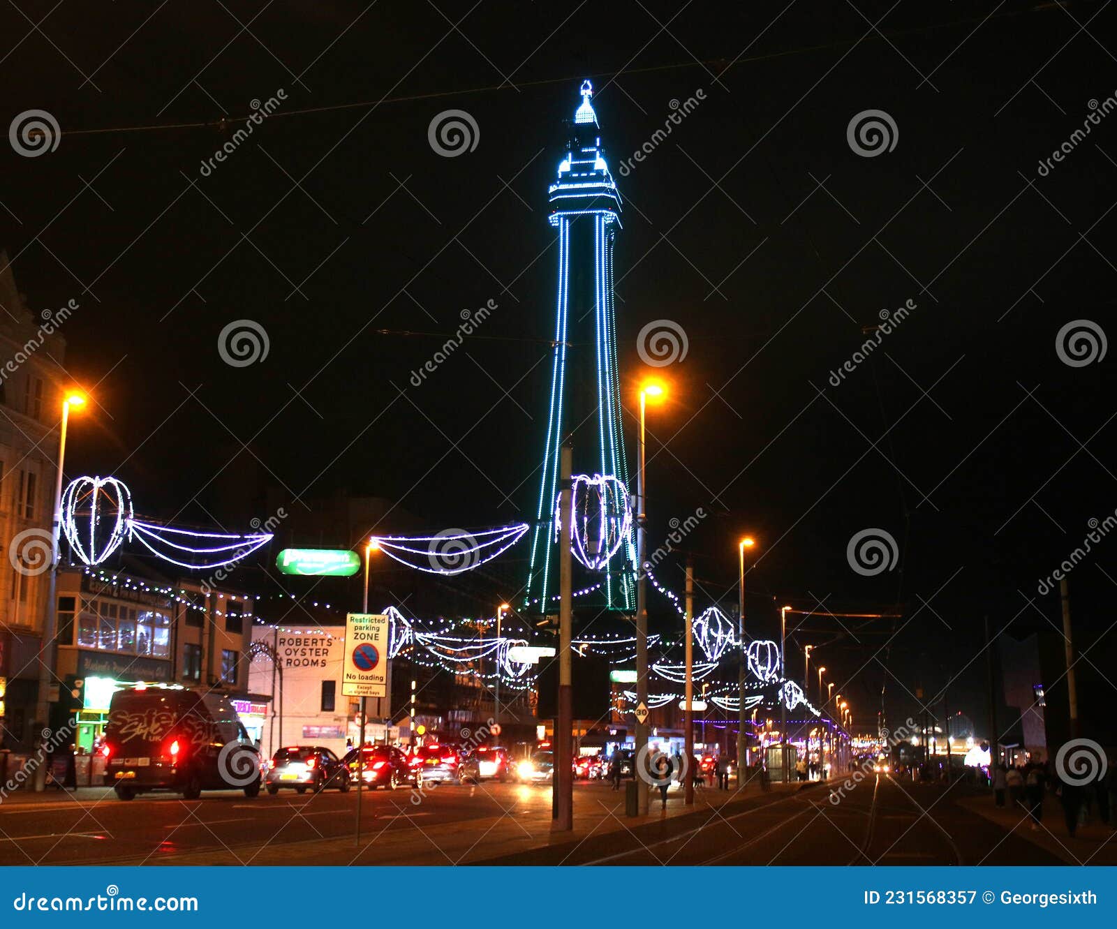 Blackpool Tower and Illuminations at Night Editorial Photography ...