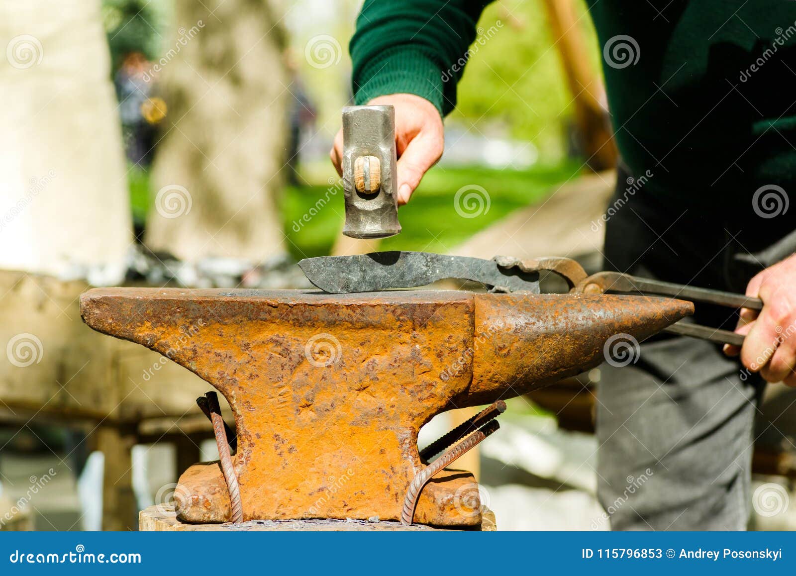 Blacksmith with an Anvil and a Hammer Stock Image - Image of hand, male ...