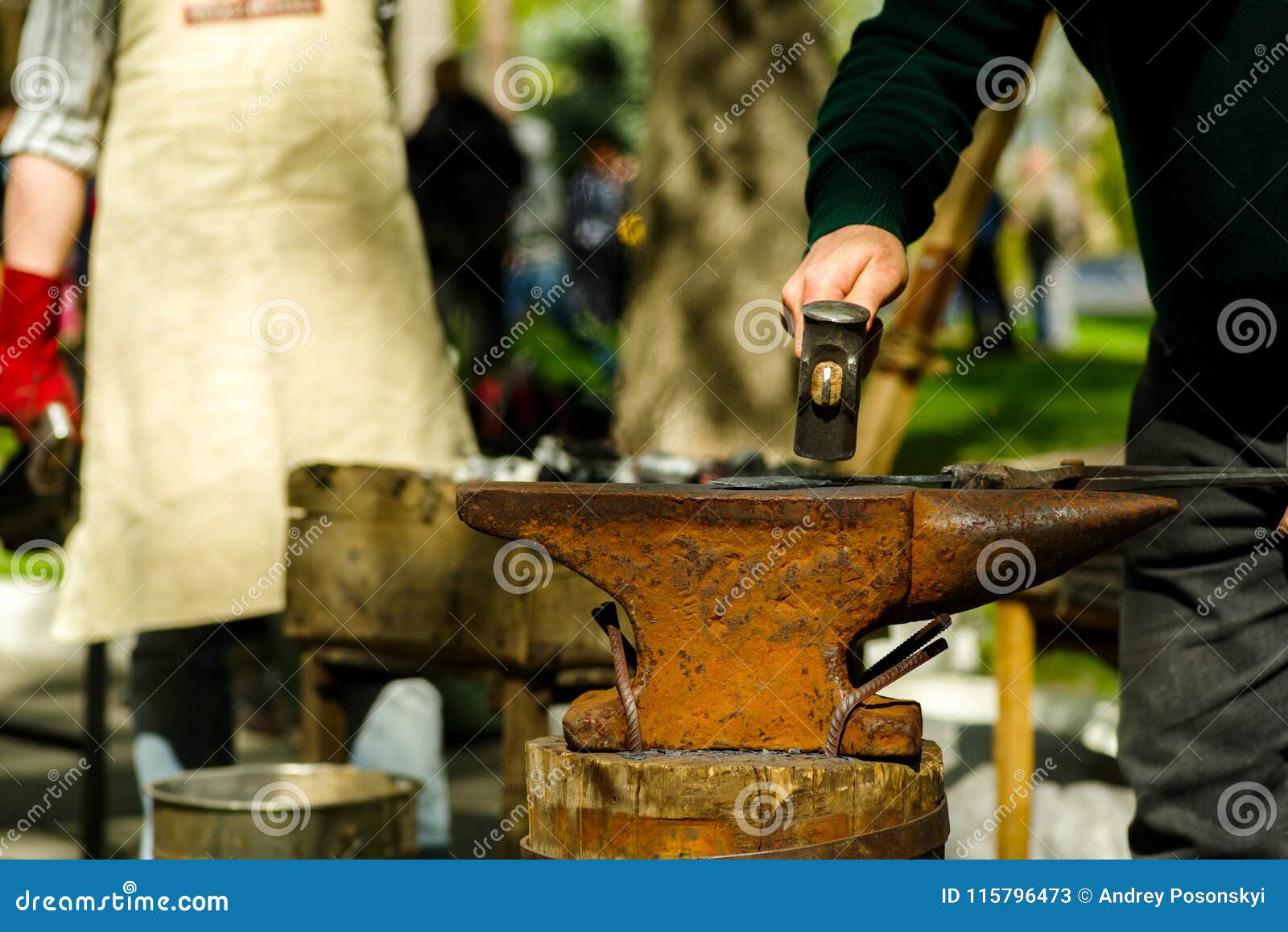 Blacksmith with an Anvil and a Hammer Stock Image - Image of equipment ...