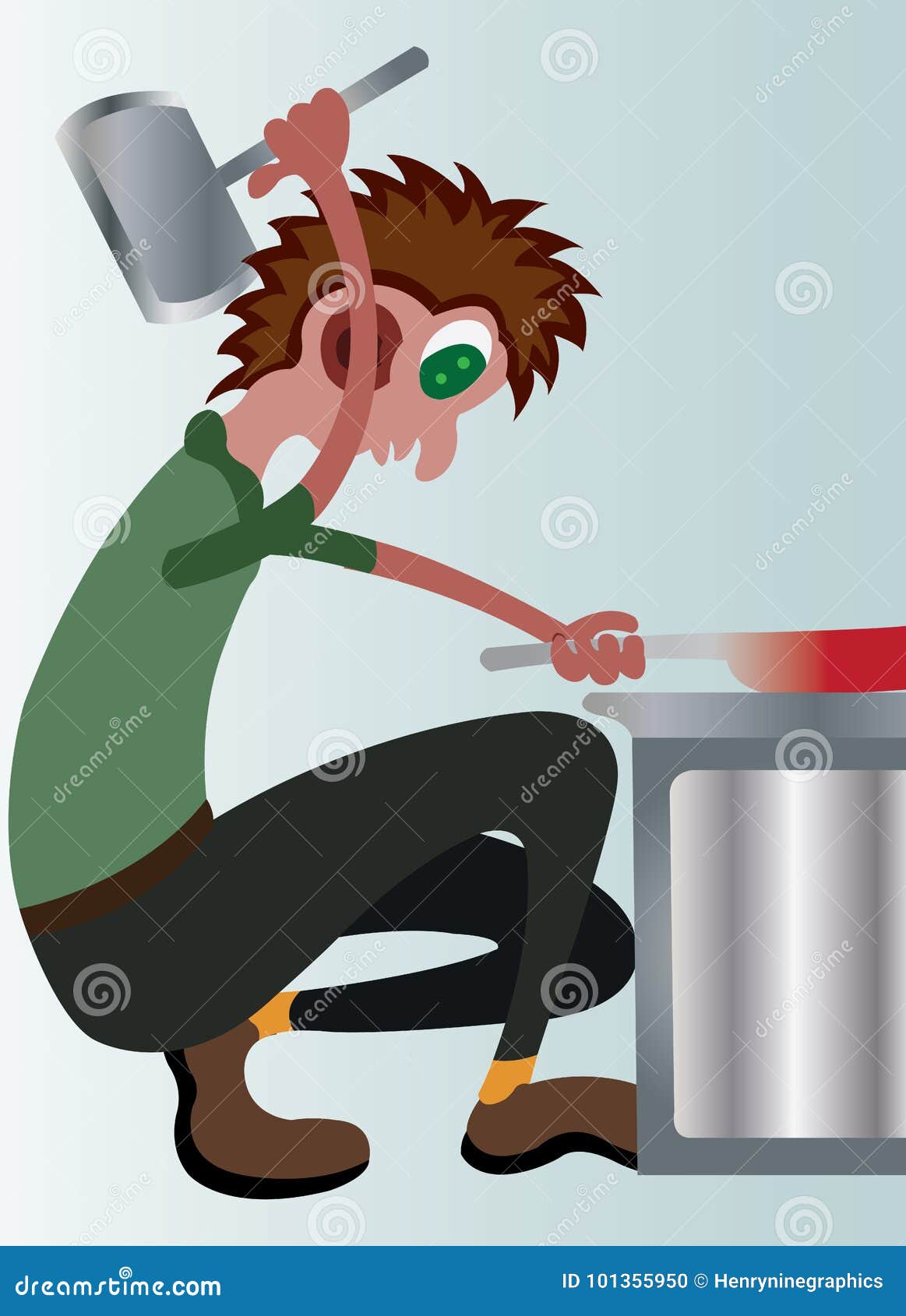 Farrier Wielding Hammer Oval Doodle Art Cartoon Vector | CartoonDealer ...