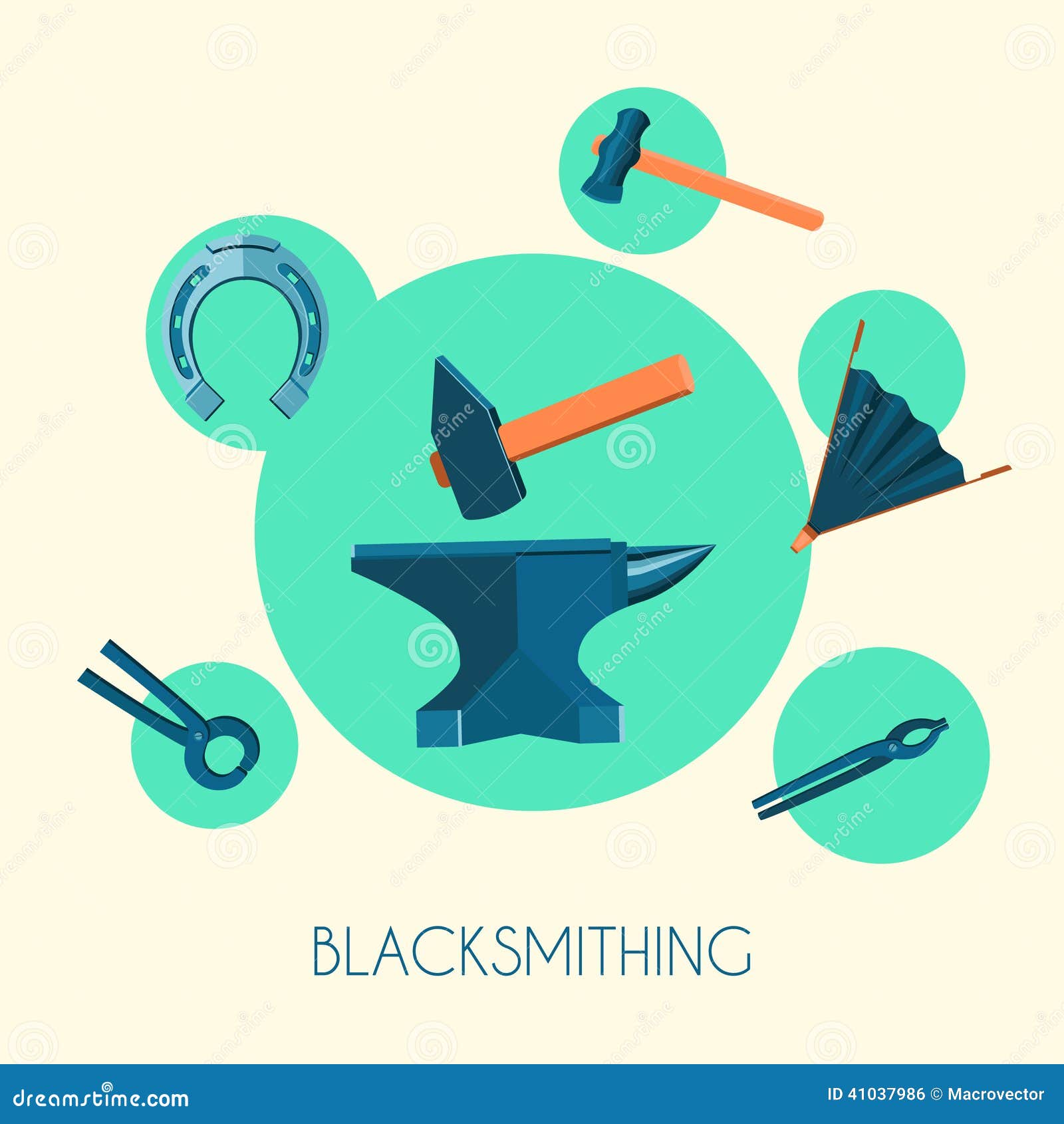 Blacksmith Basic Symbols Emblems Poster Stock Vector - Illustration of ...