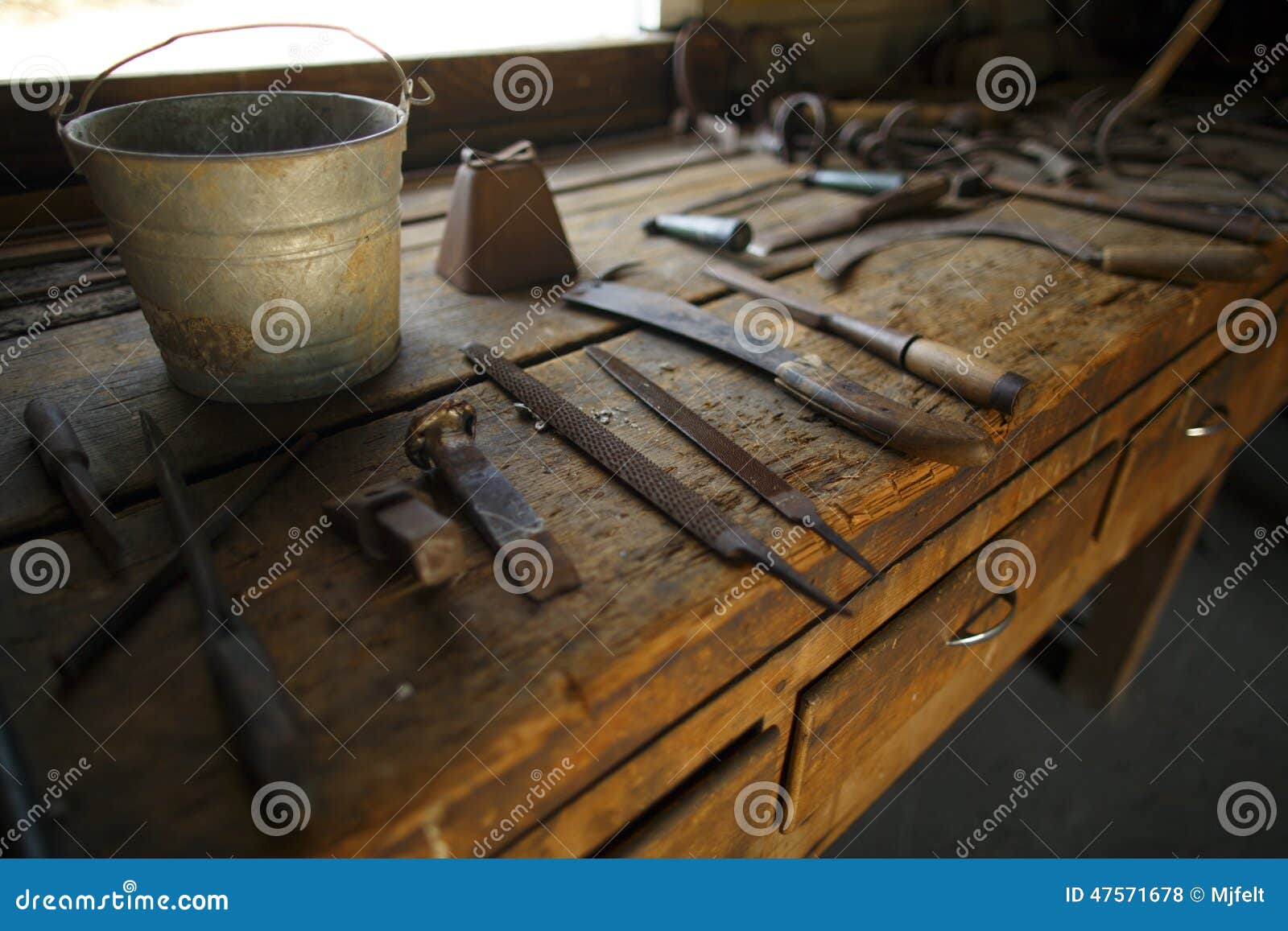 Blacksmith Bench stock photo. Image of leather, equipment - 47571678